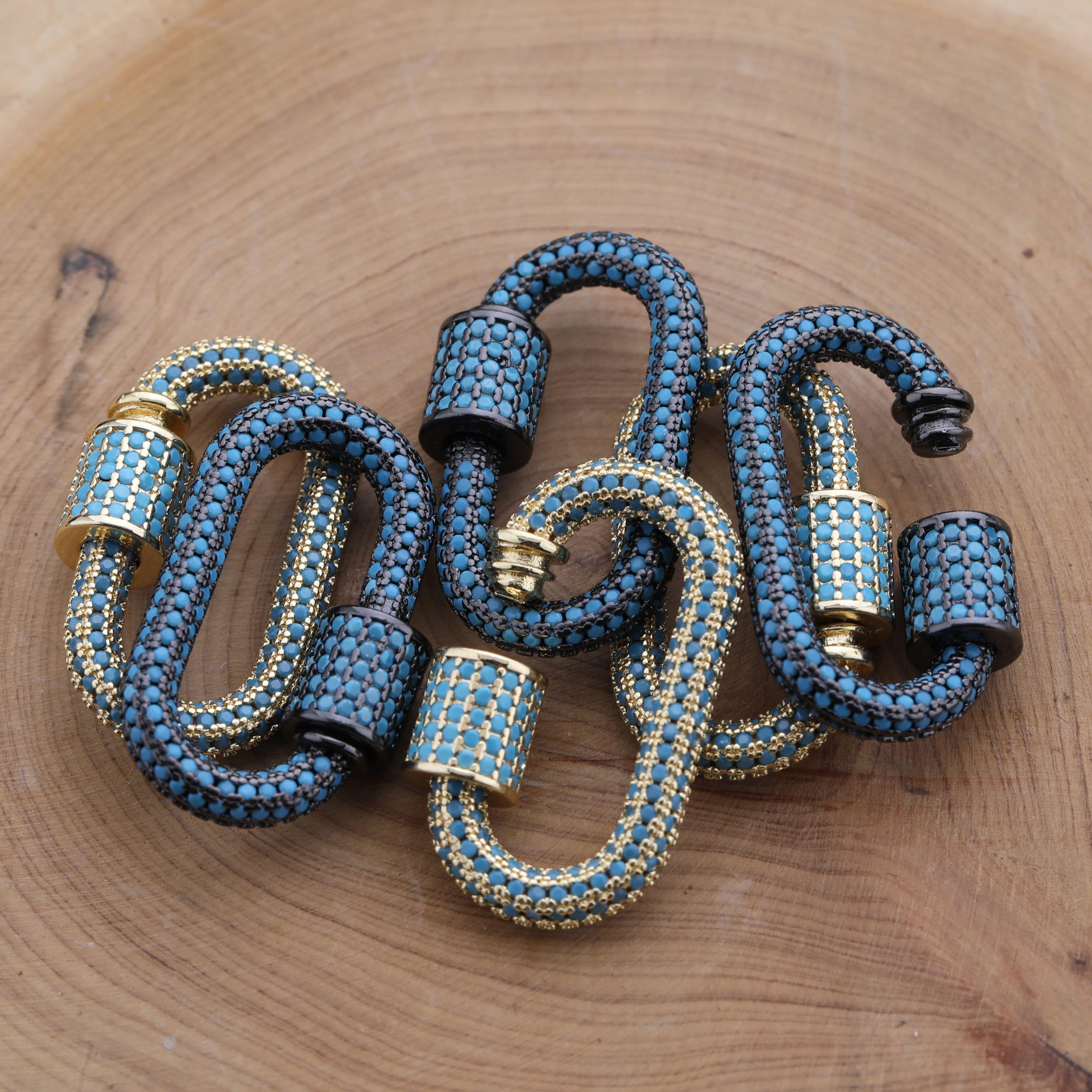 CZ Micro Pave Oval Clasp Carabiner Clasp for Necklace Jewelry | Etsy