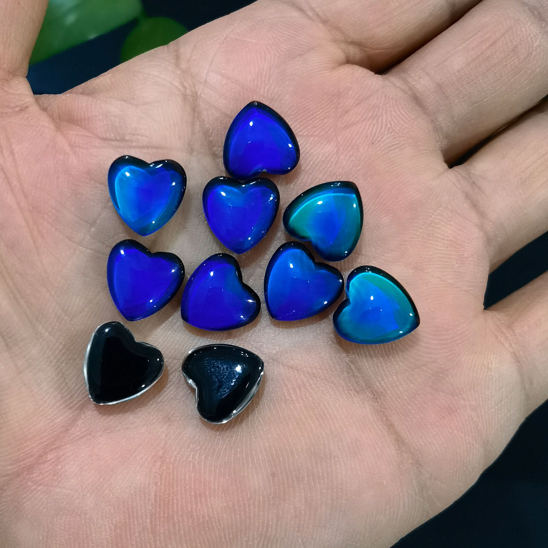 Heart Cabochon Beads Changing Color by Temperature Mood Charm - Etsy