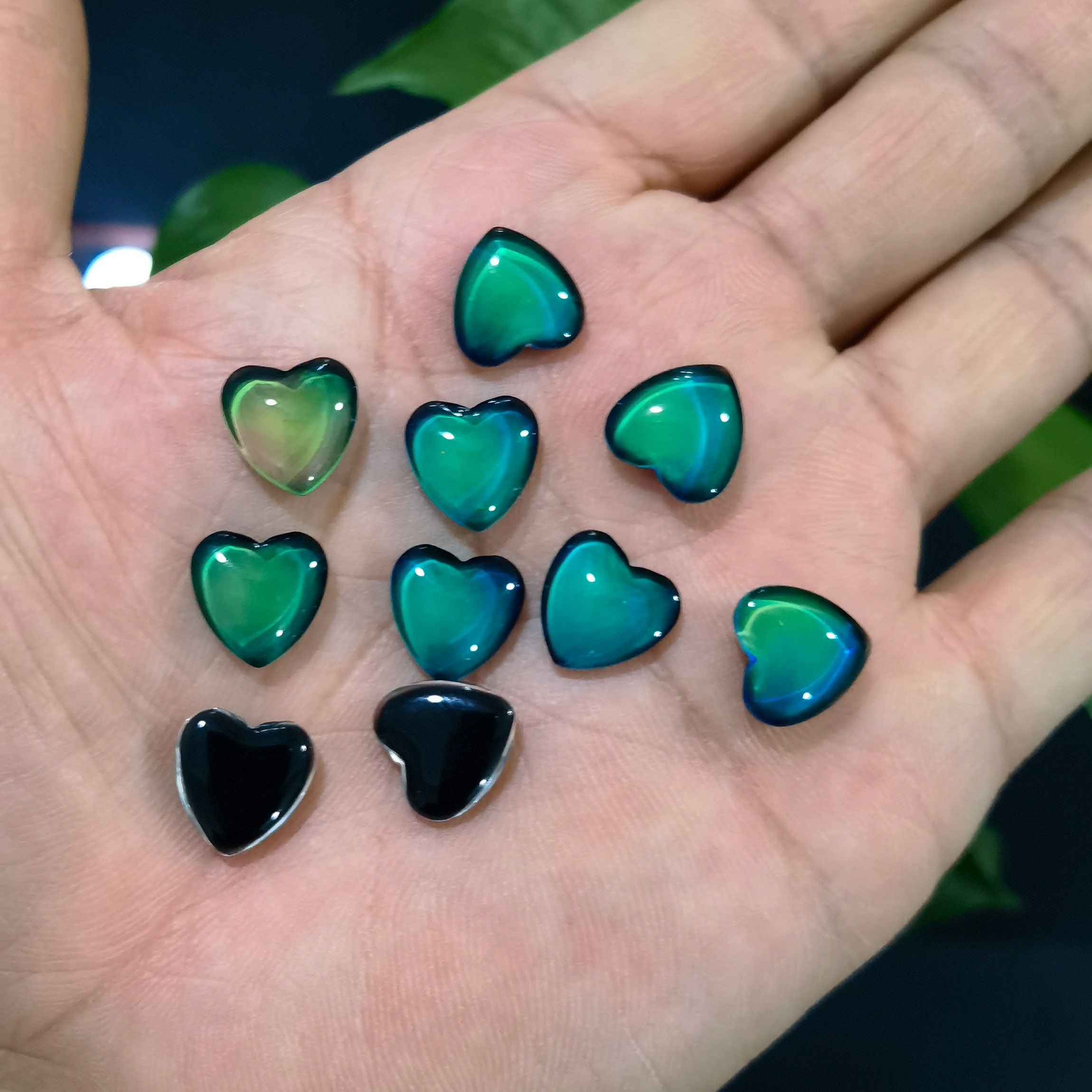 Heart Cabochon Beads Changing Color by Temperature Mood Charm | Etsy