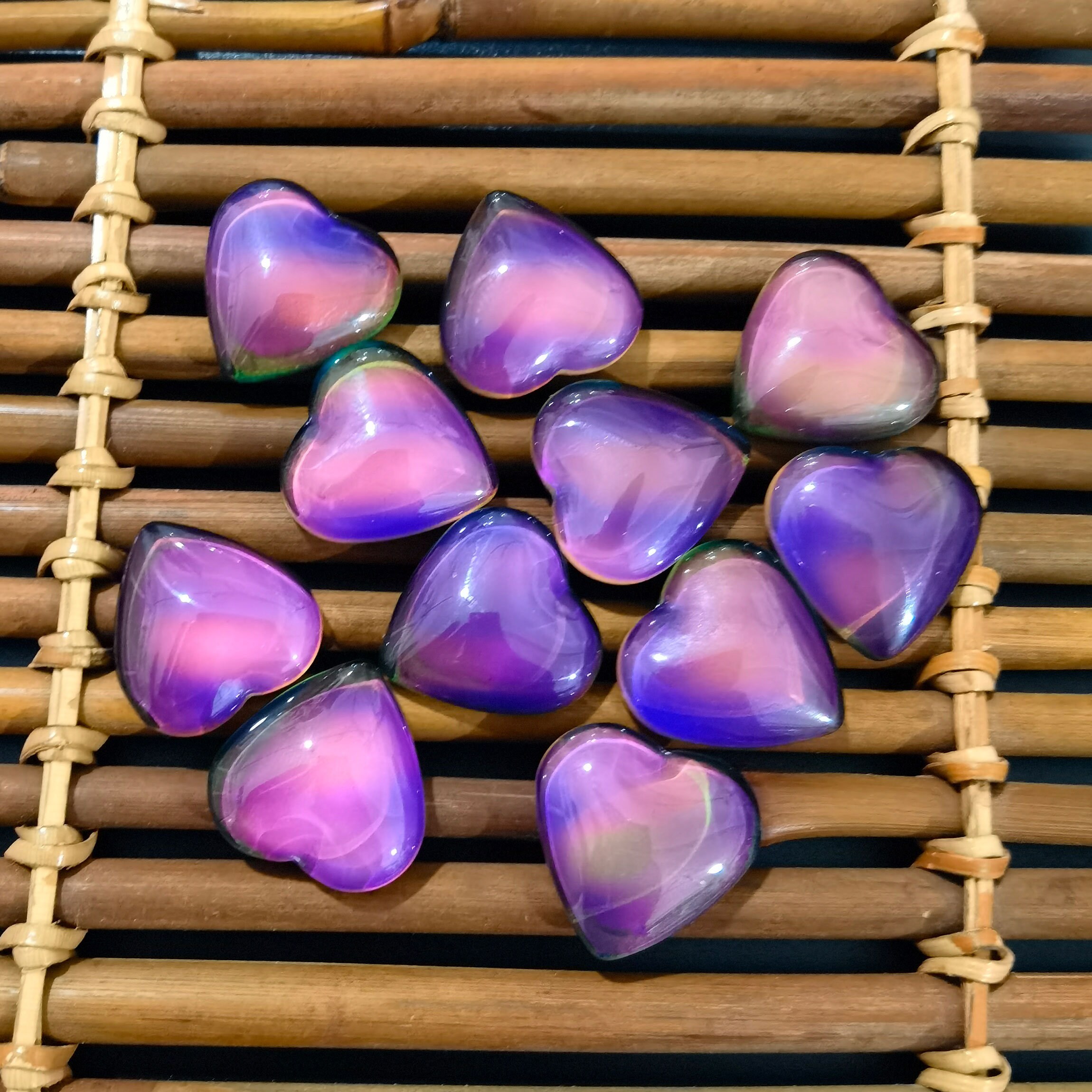 Heart Cabochon Beads Changing Color by Temperature Mood Charm | Etsy