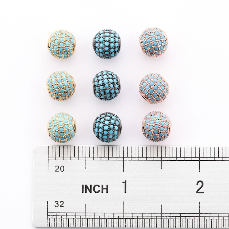 Turquoise CZ Micro Pave Round Ball Bead Cubic Zirconia DIY Shamballa ...