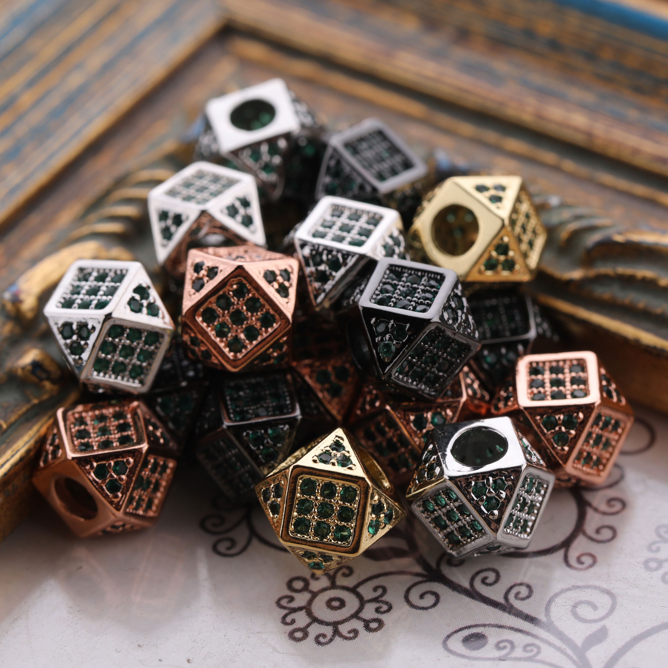 CZ Micro Pave Cut Quadrangle Column Bead Cubic Zirconia DIY | Etsy