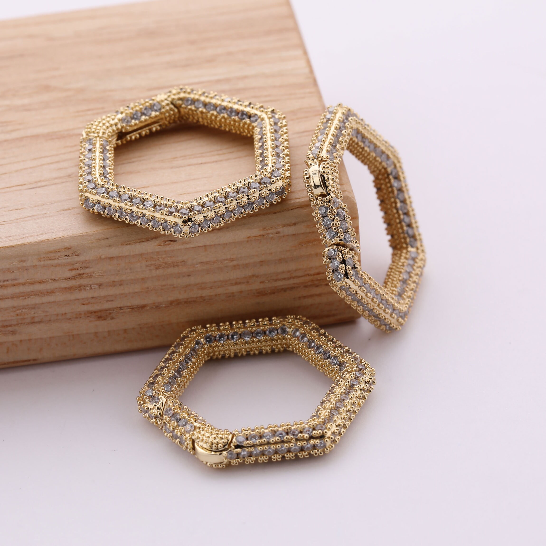 CZ Micro Pave Hexagon Clasp Carabiner Clasp for Necklace | Etsy