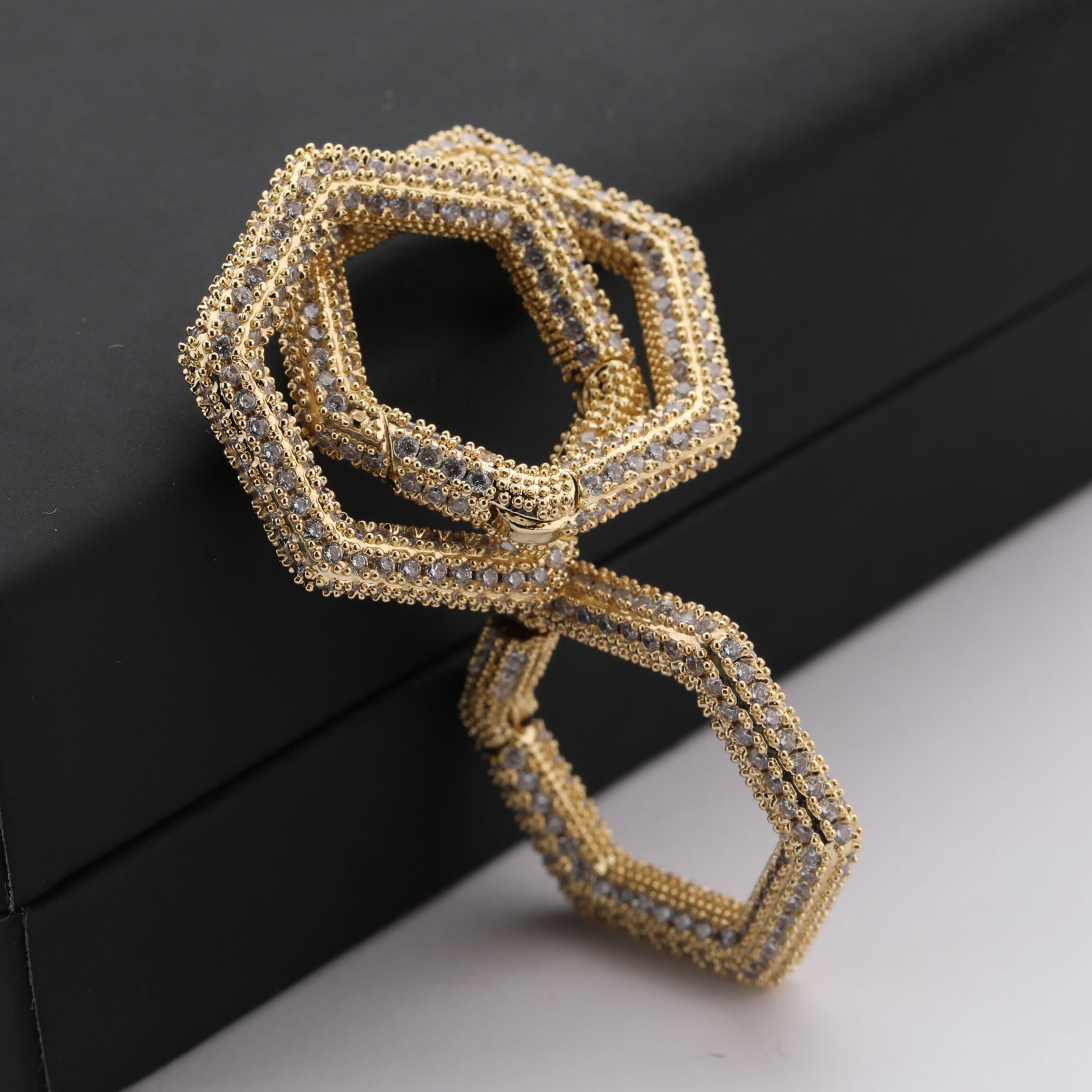 CZ Micro Pave Hexagon Clasp Carabiner Clasp for Necklace | Etsy