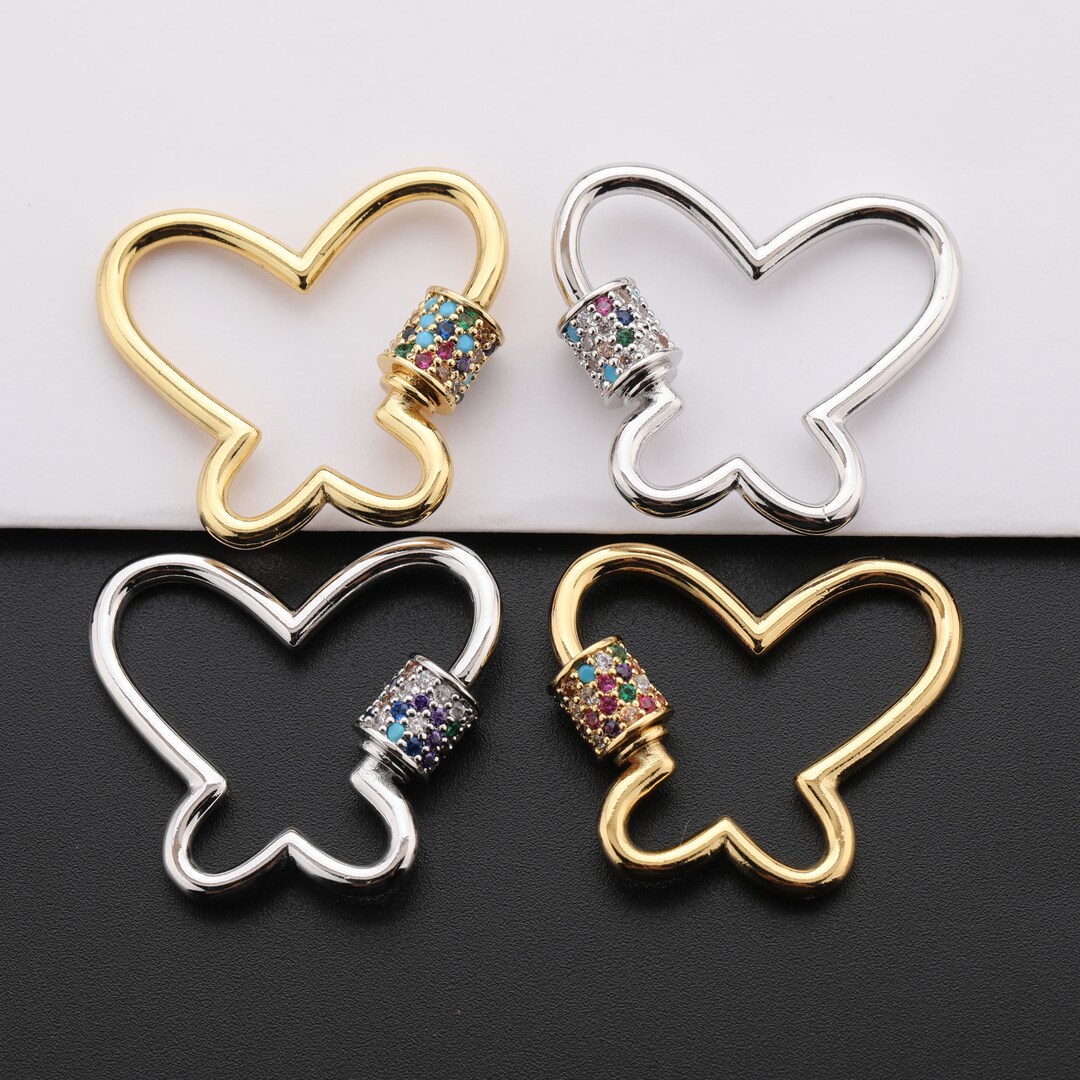 CZ Micro Pave Butterfly Clasp Carabiner Clasp for Necklace - Etsy
