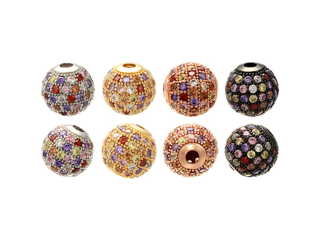 Rainbow CZ Micro Pave Round Ball Beads Cubic Zirconia DIY Shamballa ...