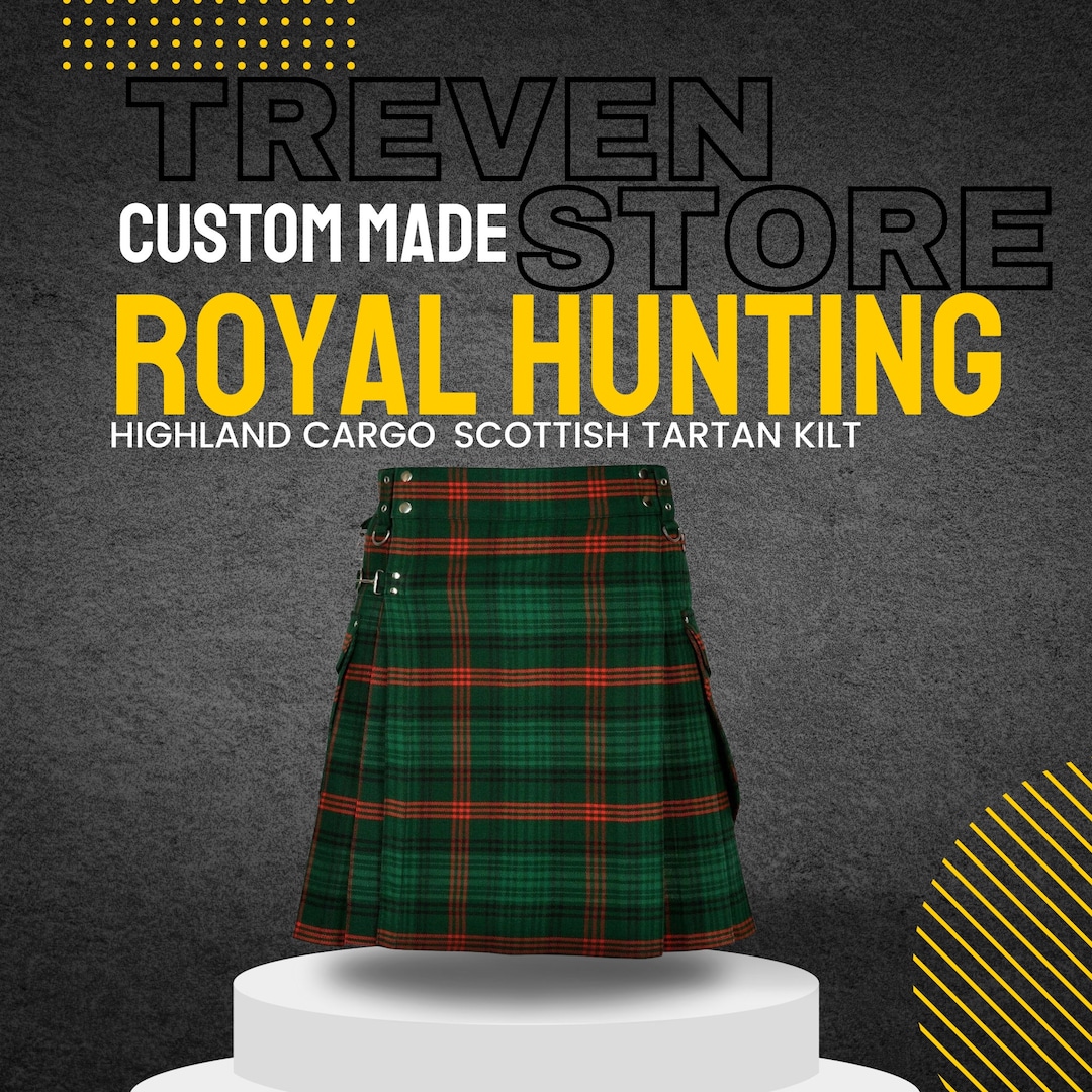Custom Made Ross Hunting 16oz Highland Cargo Scottish Tartan Kilt for ...