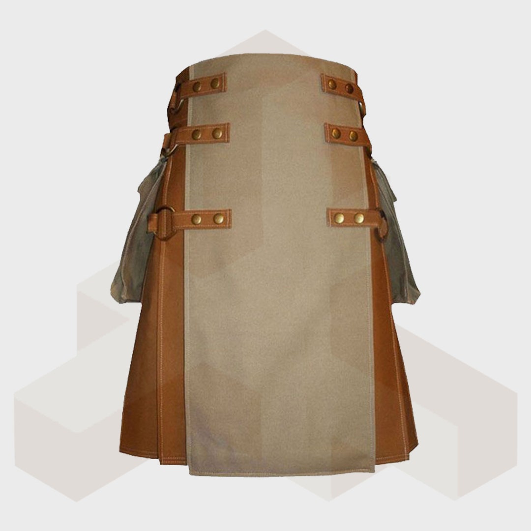 Hand Made Brown Stylish Modern Kilt for Men and Ladies - Made to Order ...