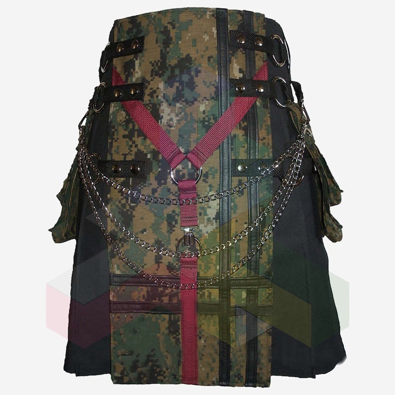 Interchangeable Black Canvas Digital Camouflage Design Kilt - Custom ...