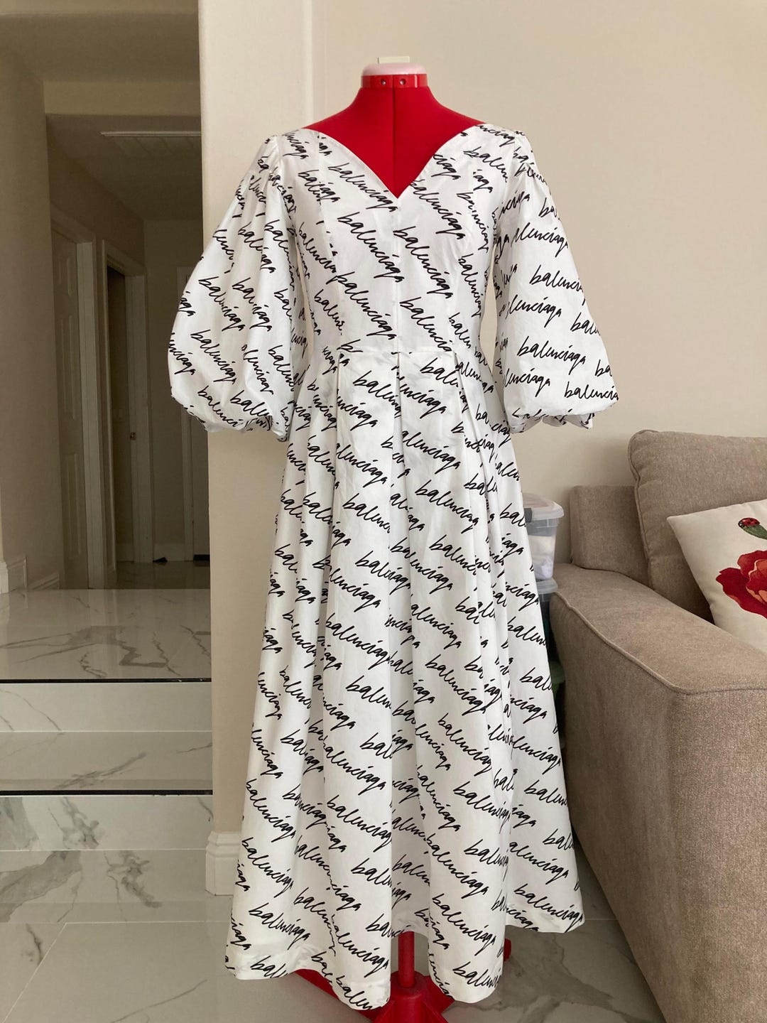 Long Dress With Puffy Sleeves - Etsy