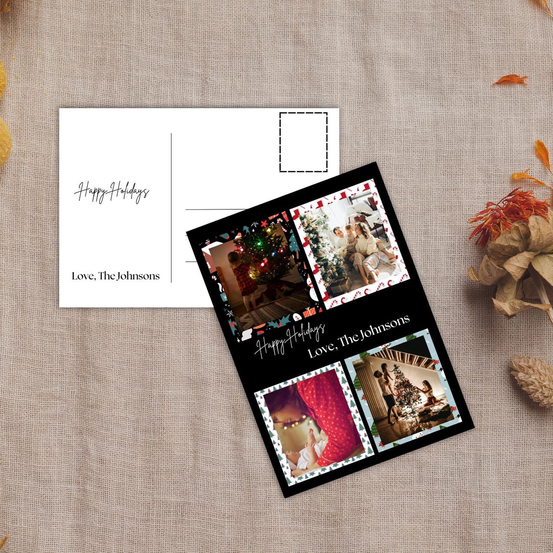 Upload Your Own Photos Christmas Card | Postcard Back Christmas Card ...