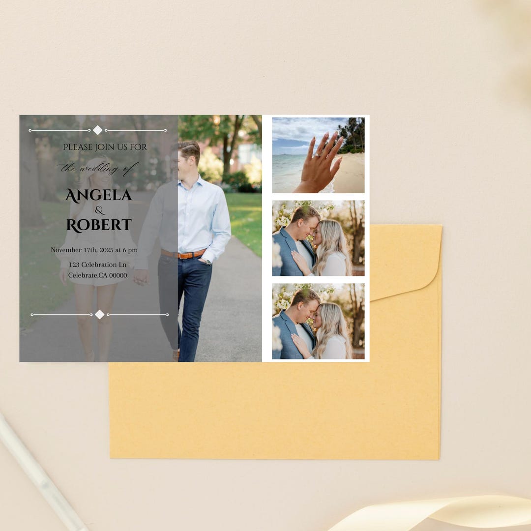 Wedding Invitation | Four Photos Wedding Invite | Custom Wedding ...