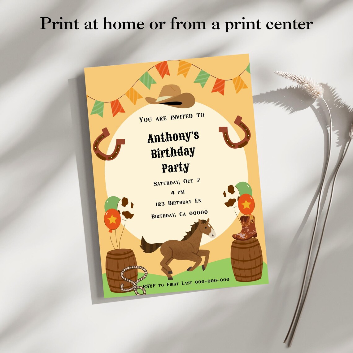 Western Theme Birthday Invitation | Cowboy Birthday Invite | Cowboy ...