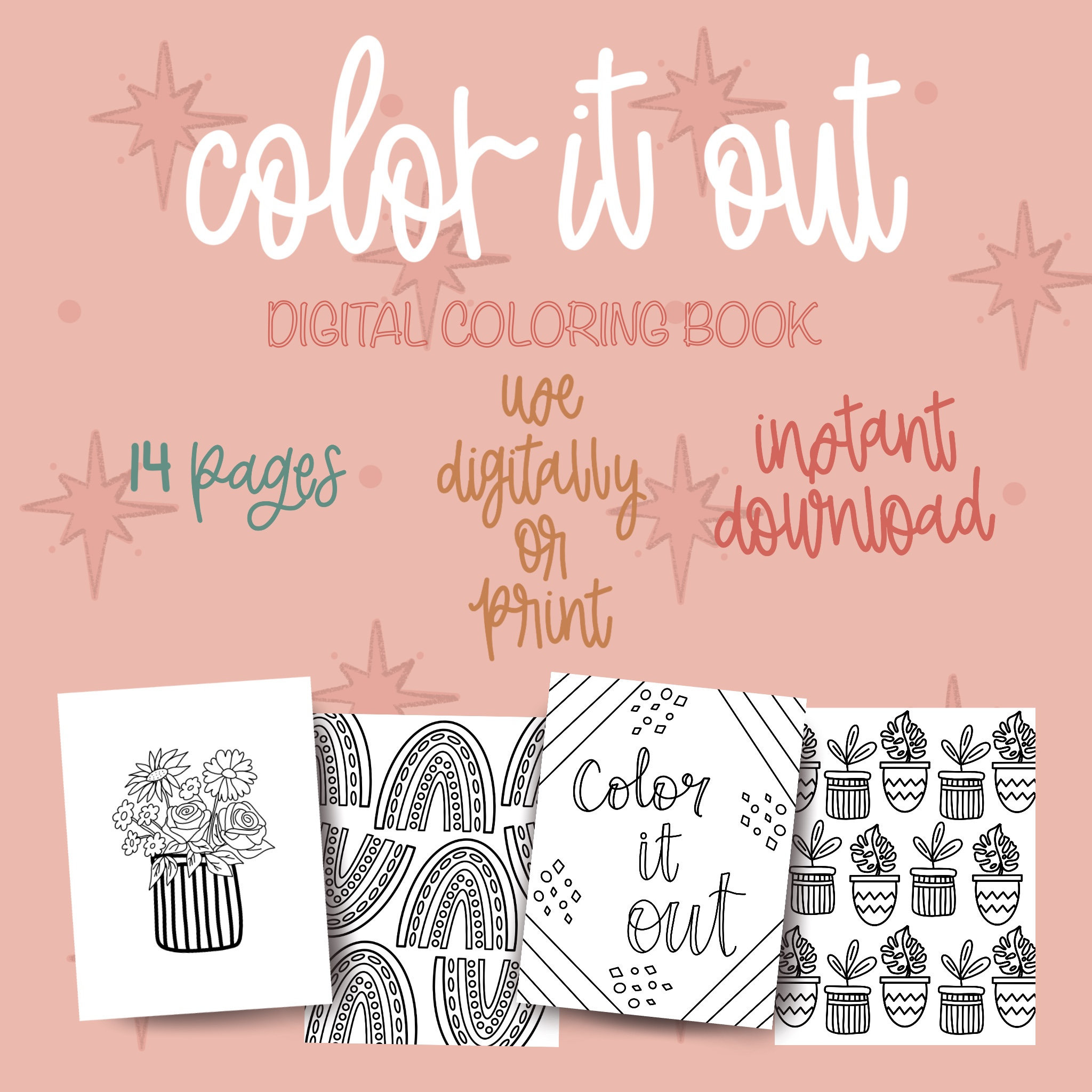 Digital Coloring Book, Printable Coloring Book, Procreate Coloring Book ...