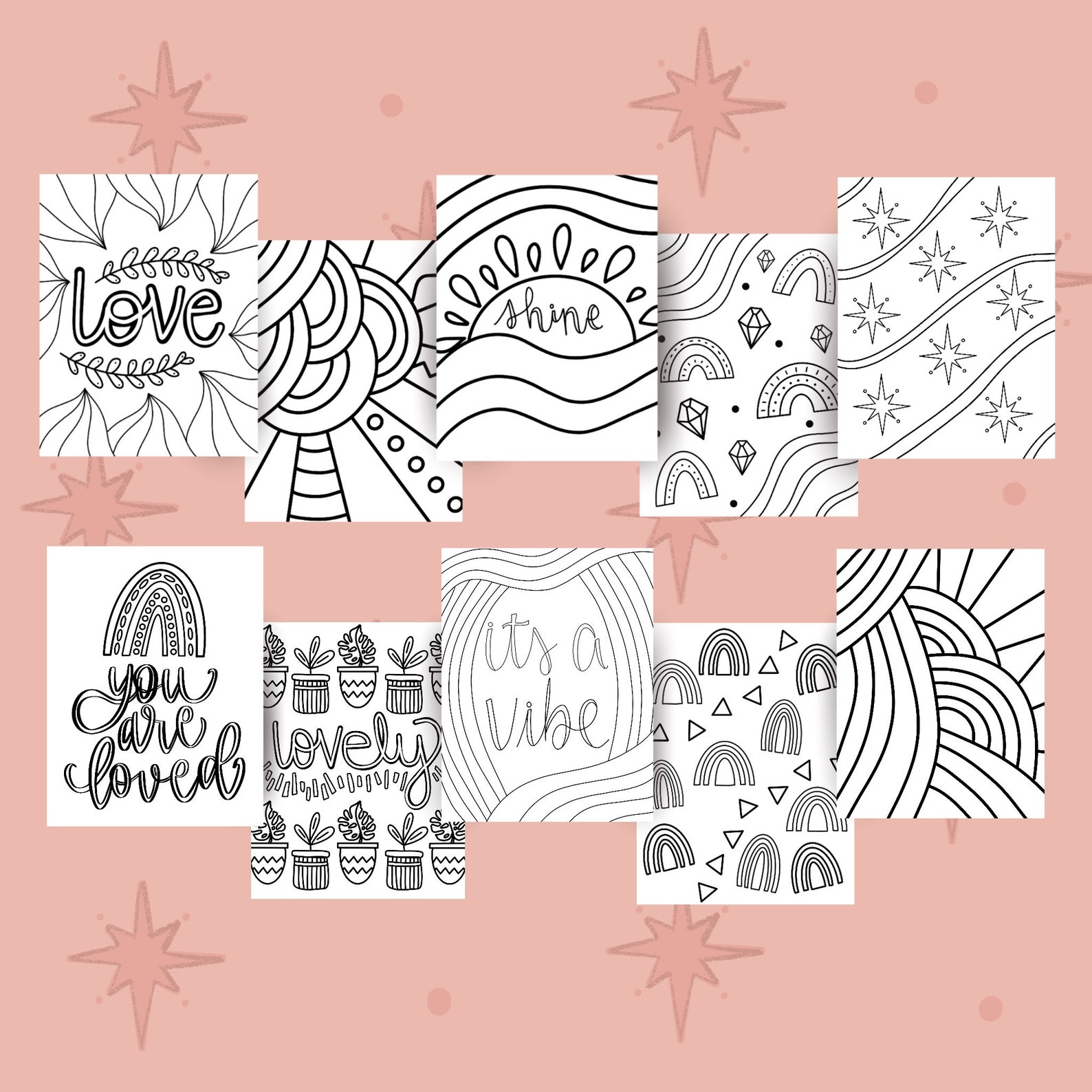 Digital Coloring Book, Printable Coloring Book, Procreate Coloring Book ...