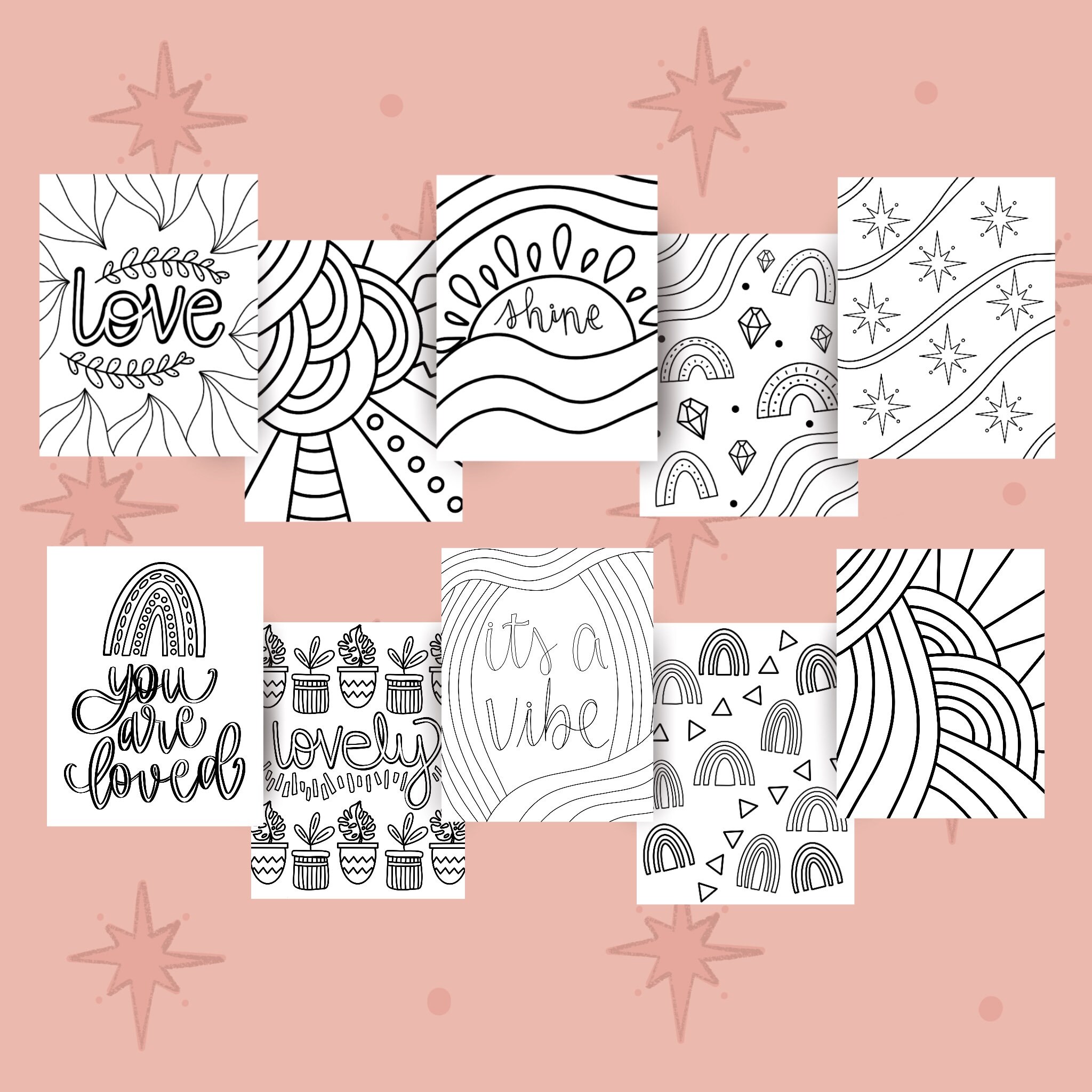 Digital Coloring Book Printable Coloring Book Procreate Etsy