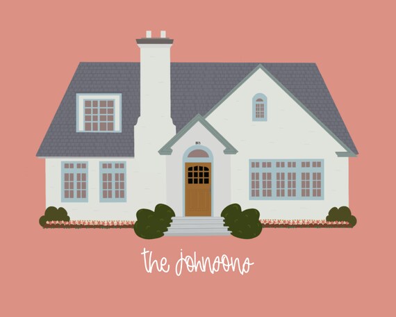 DIGITAL Custom Home Illustration Personalized House Portrait | Etsy