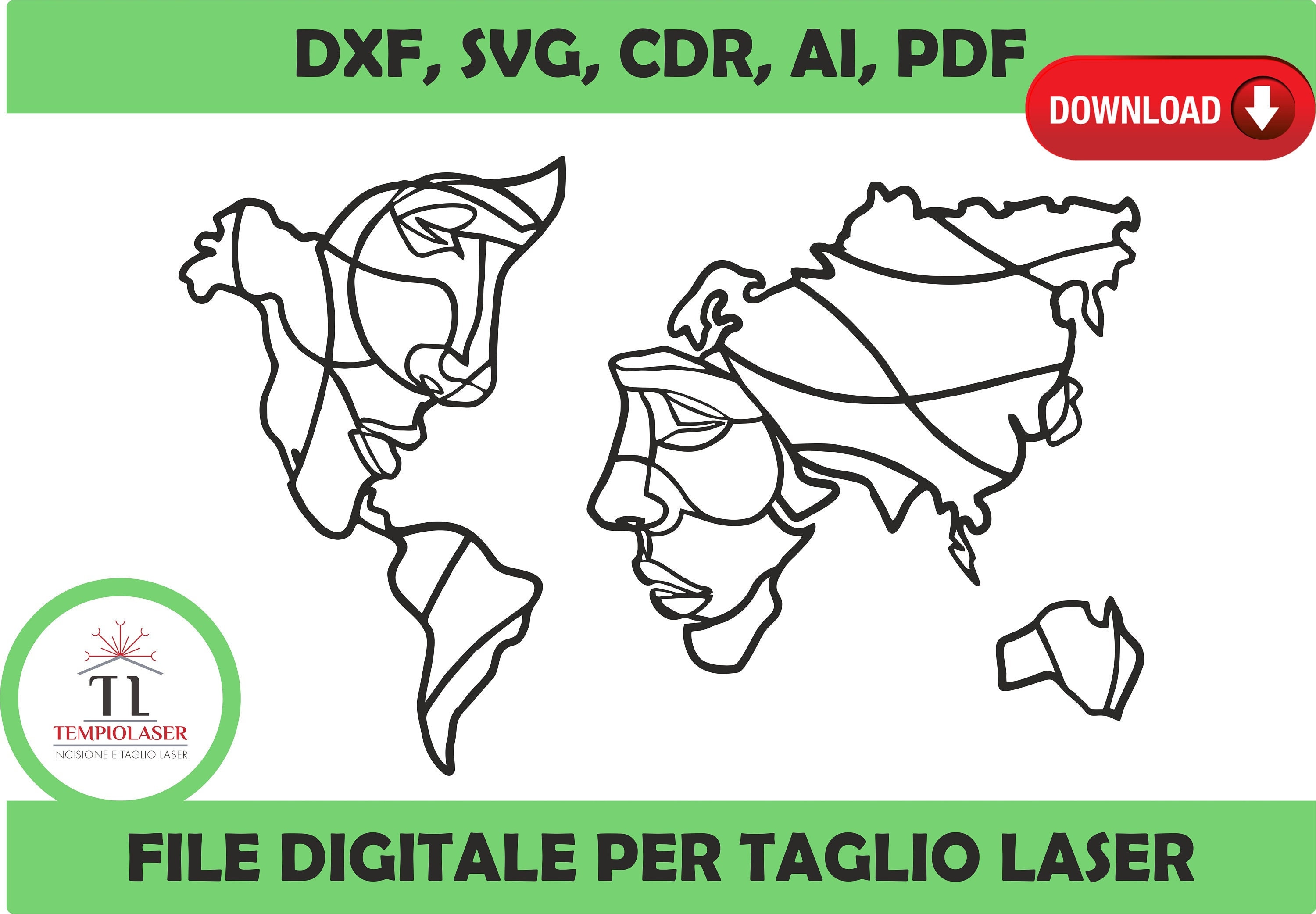 Laser Cut Faces of the World Map Wall Art Vector Cdr, Dxf, Ai, Pdf, Svg ...