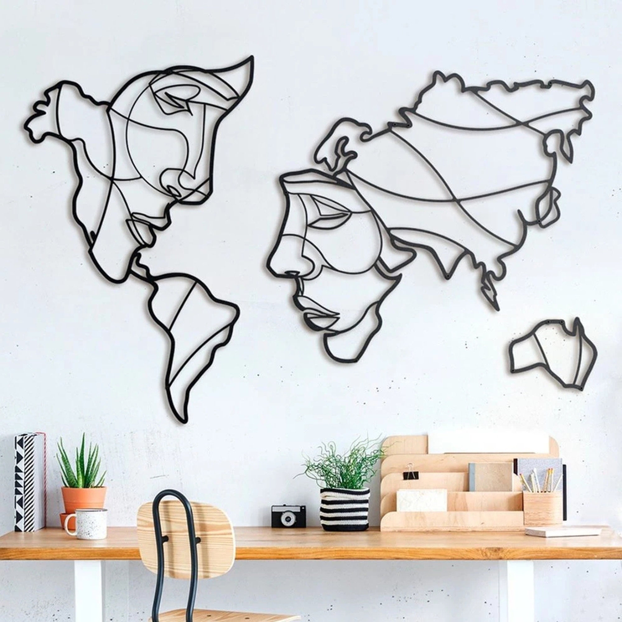 Laser Cut Faces of the World Map Wall Art Vector Cdr Dxf Ai - Etsy