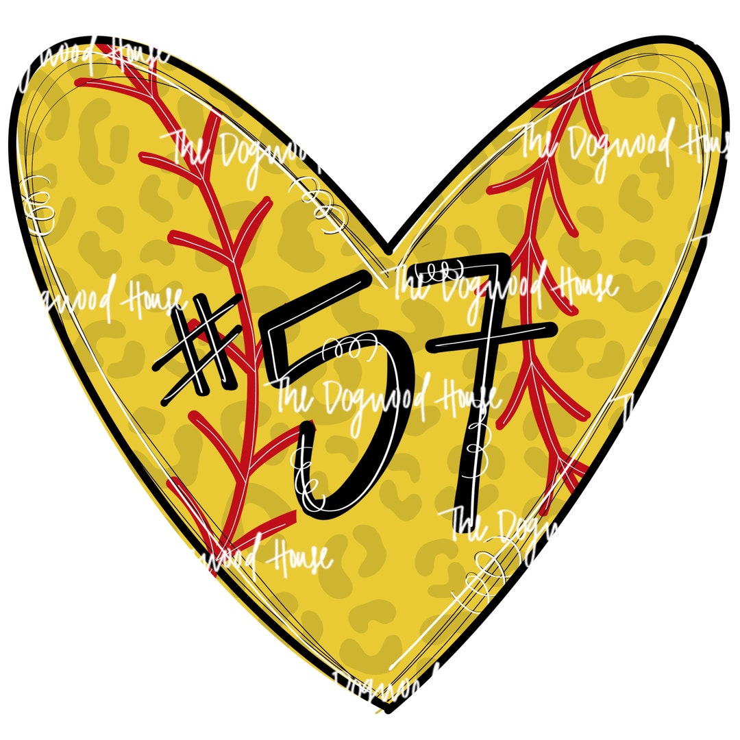 TEMPLATE: Softball Heart Sports Printable Door Hanger Template - Etsy