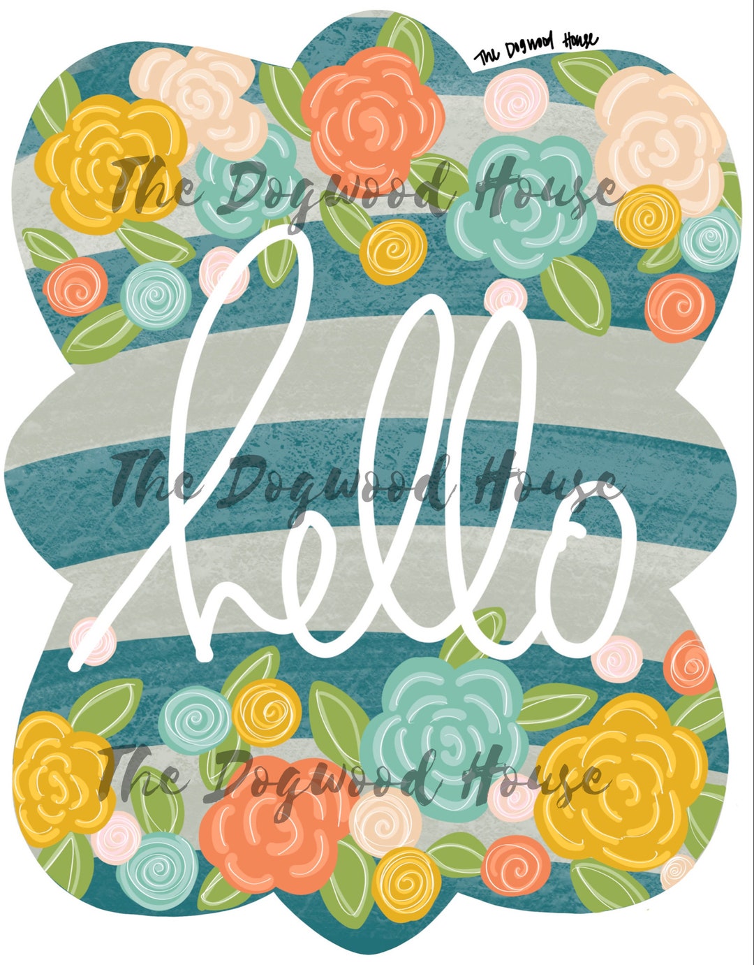 TEMPLATE: Floral "hello" Plaque Doorhanger Printable Template - Etsy