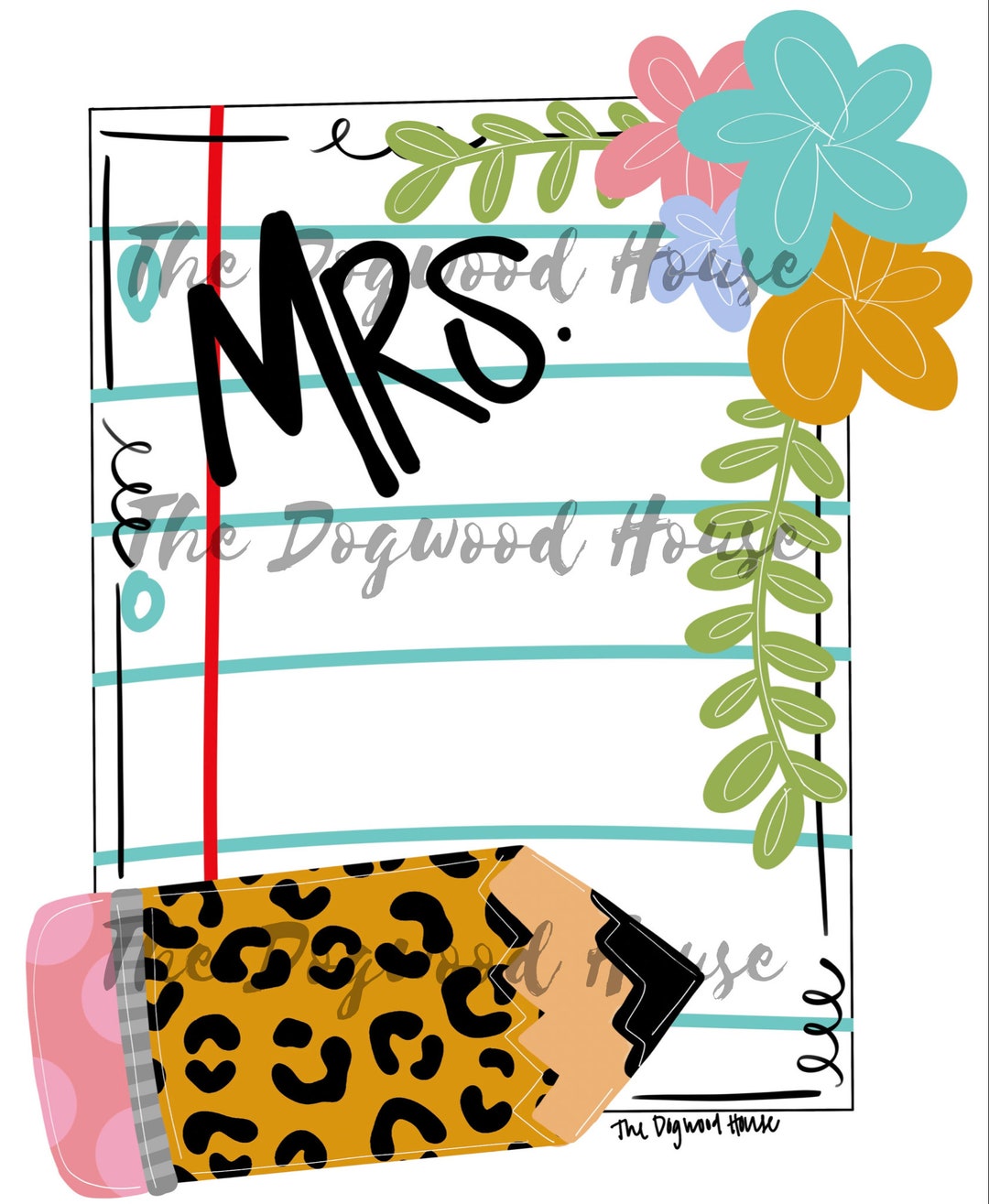 TEMPLATE: Teacher Notebook Paper With Leopard Pencil Doorhanger ...