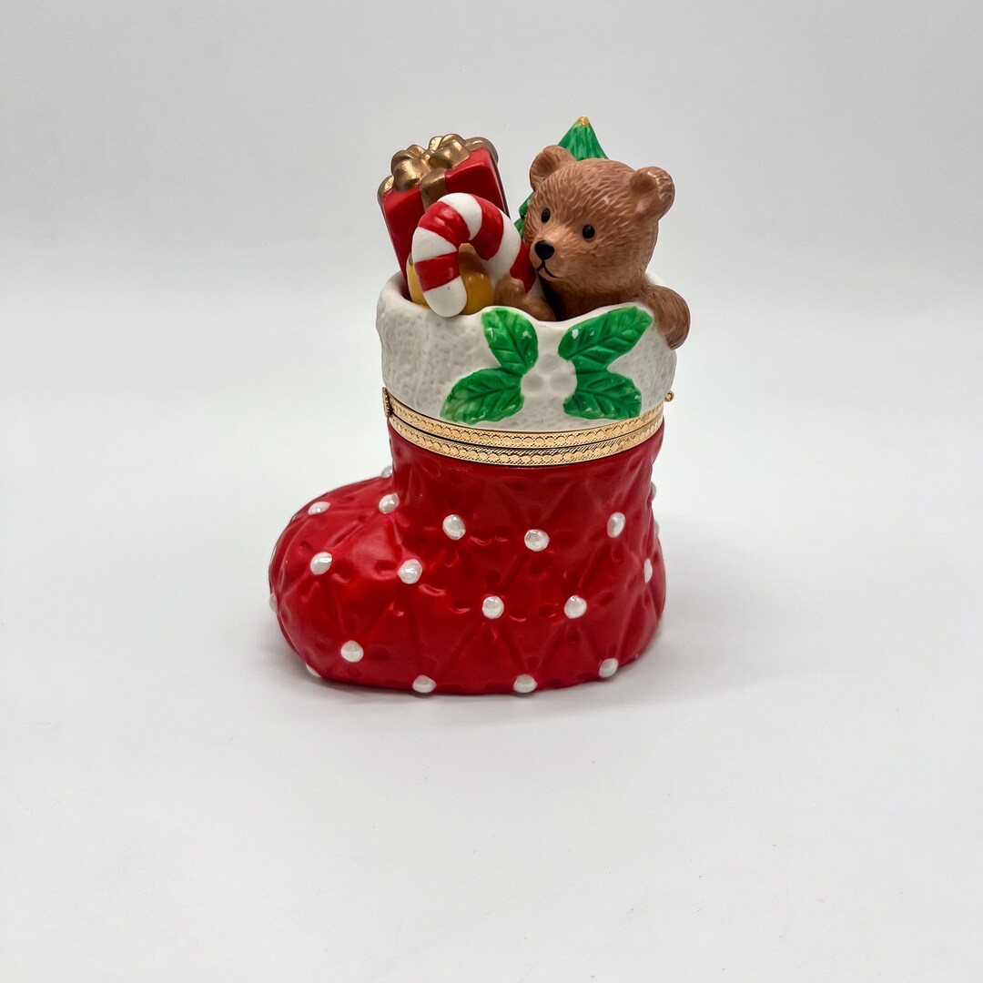 Hinged Ceramic Christmas Stocking Trinket Box | Christmas Stocking ...