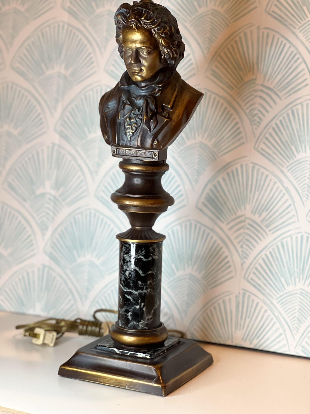 Vintage Bronze Beethoven Bust Lamp | Tabletop Lamp | Bronze Bust ...