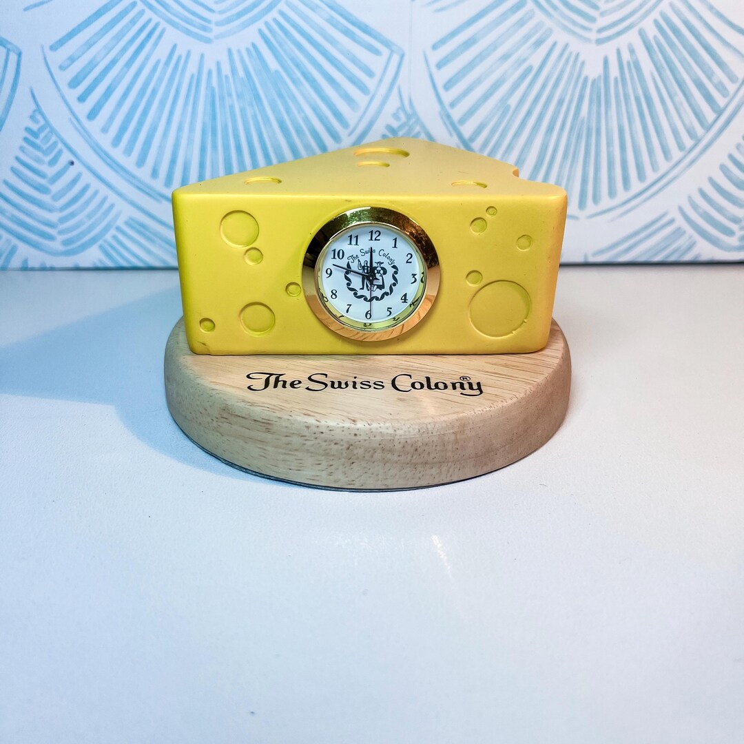 The Swiss Colony Cheese Wedge Clock Wood | Cheese Decor | Cheese Lover ...