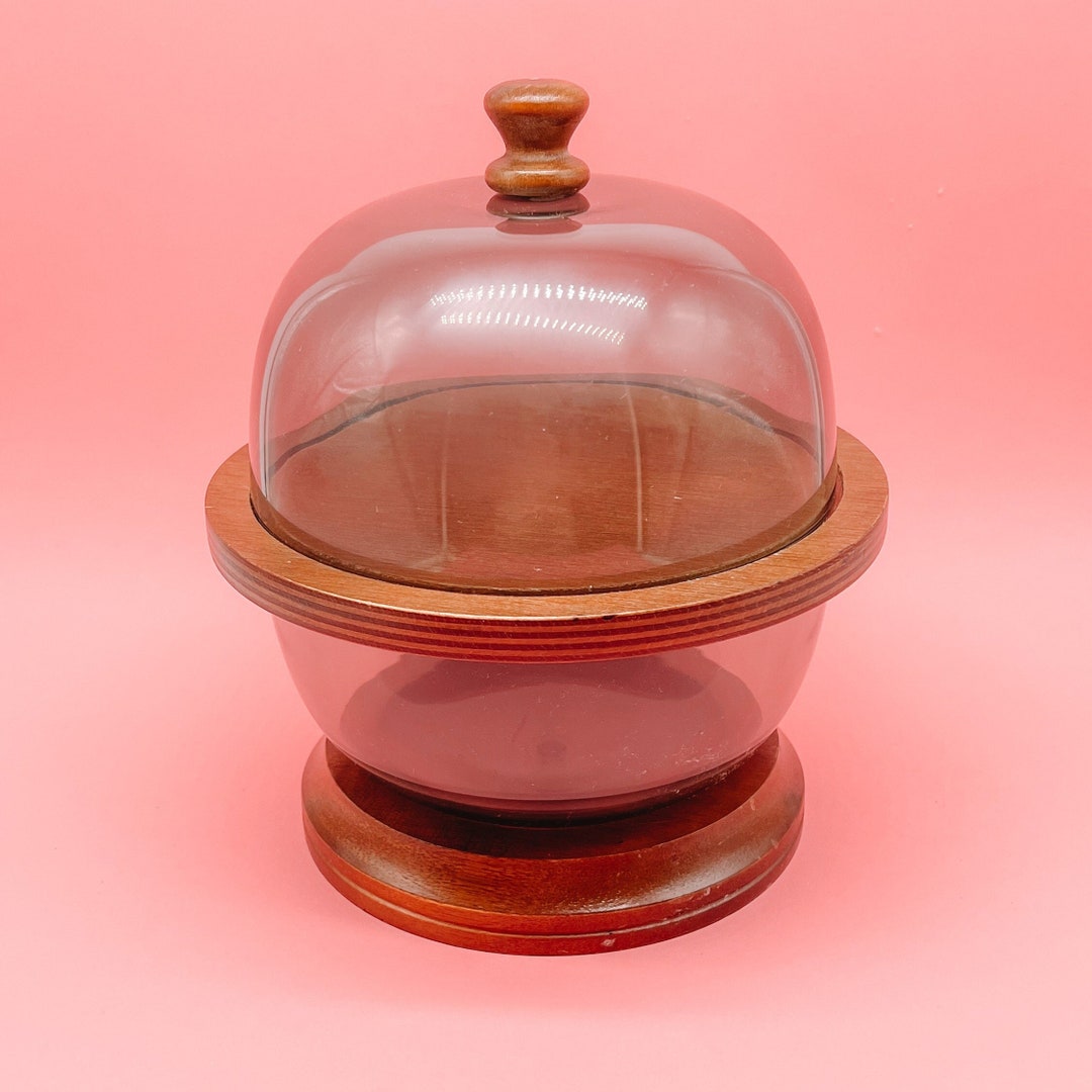 Mid Century Acrylic and Cherry Wood Cloche Cheese Set - Etsy