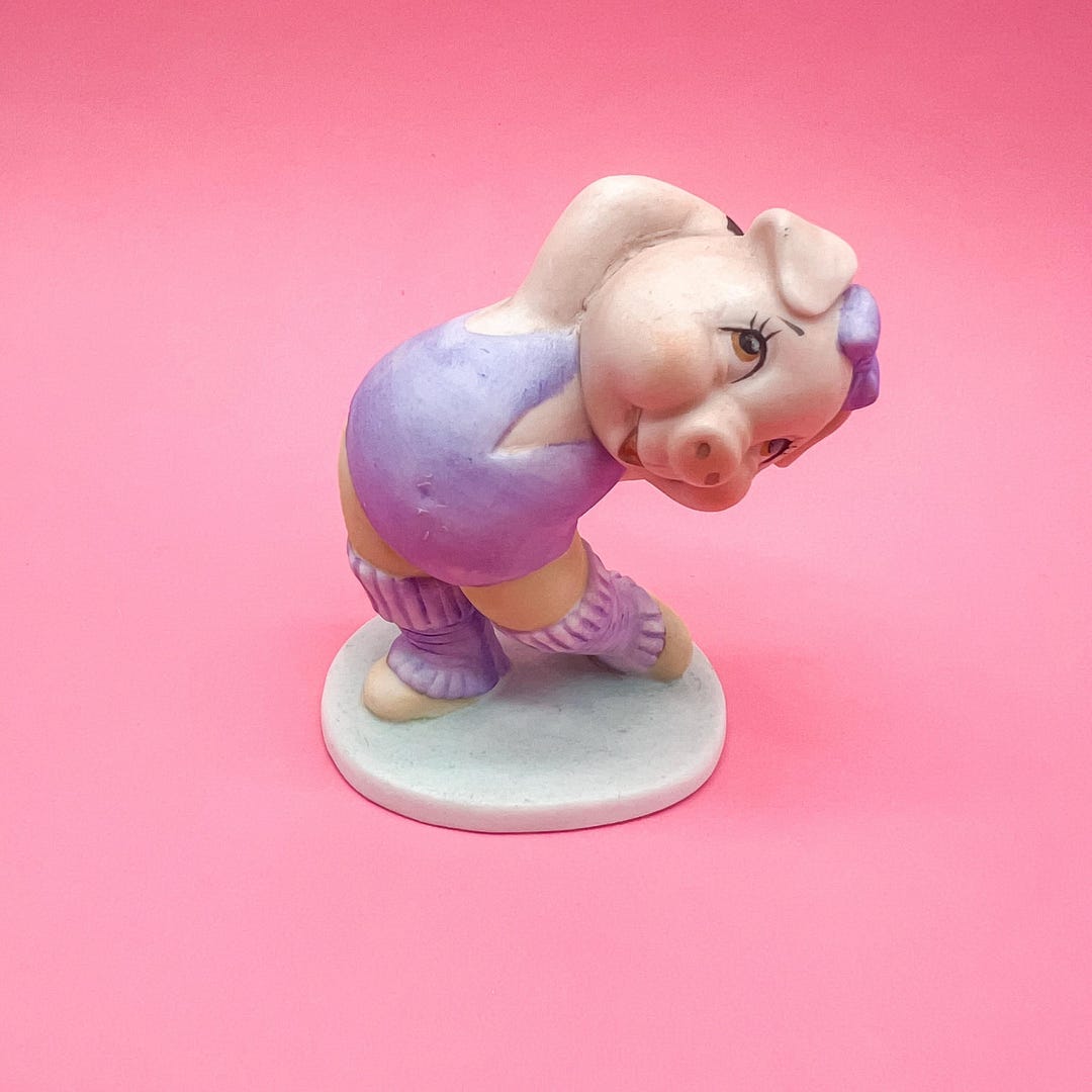 Aerobics Girl Pig Workout Pig, Dancing Pig Vintage Figurine, Knick ...