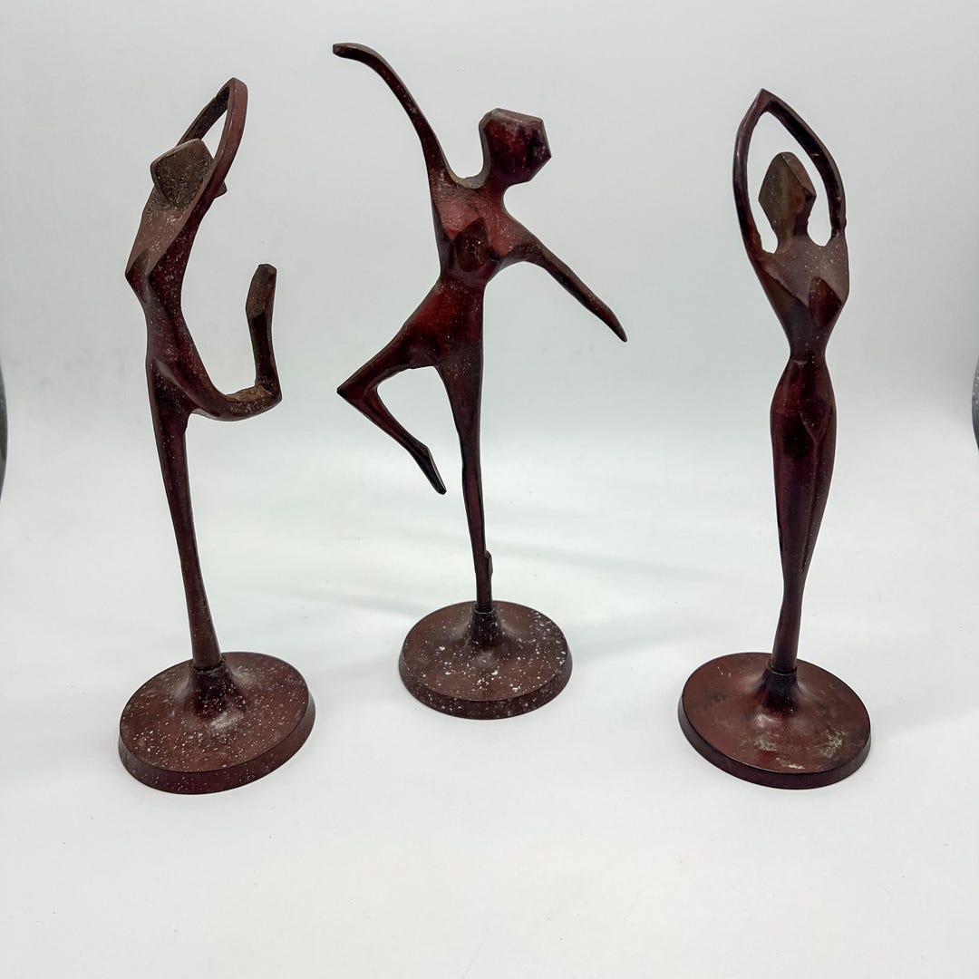 Vintage Metal Dancing Sculptures | Dancer Figurine, Modernist Style ...