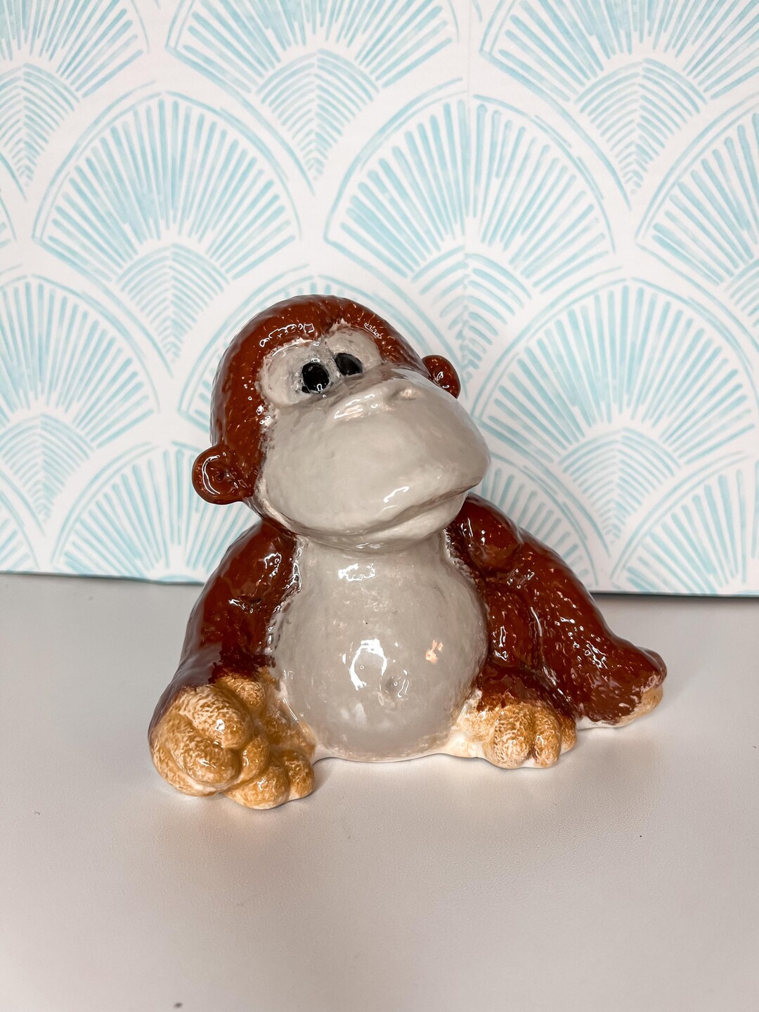 Ceramic Monkey Coin Bank Piggy Bank Monkey Gift Money Decor Chimp Coin ...