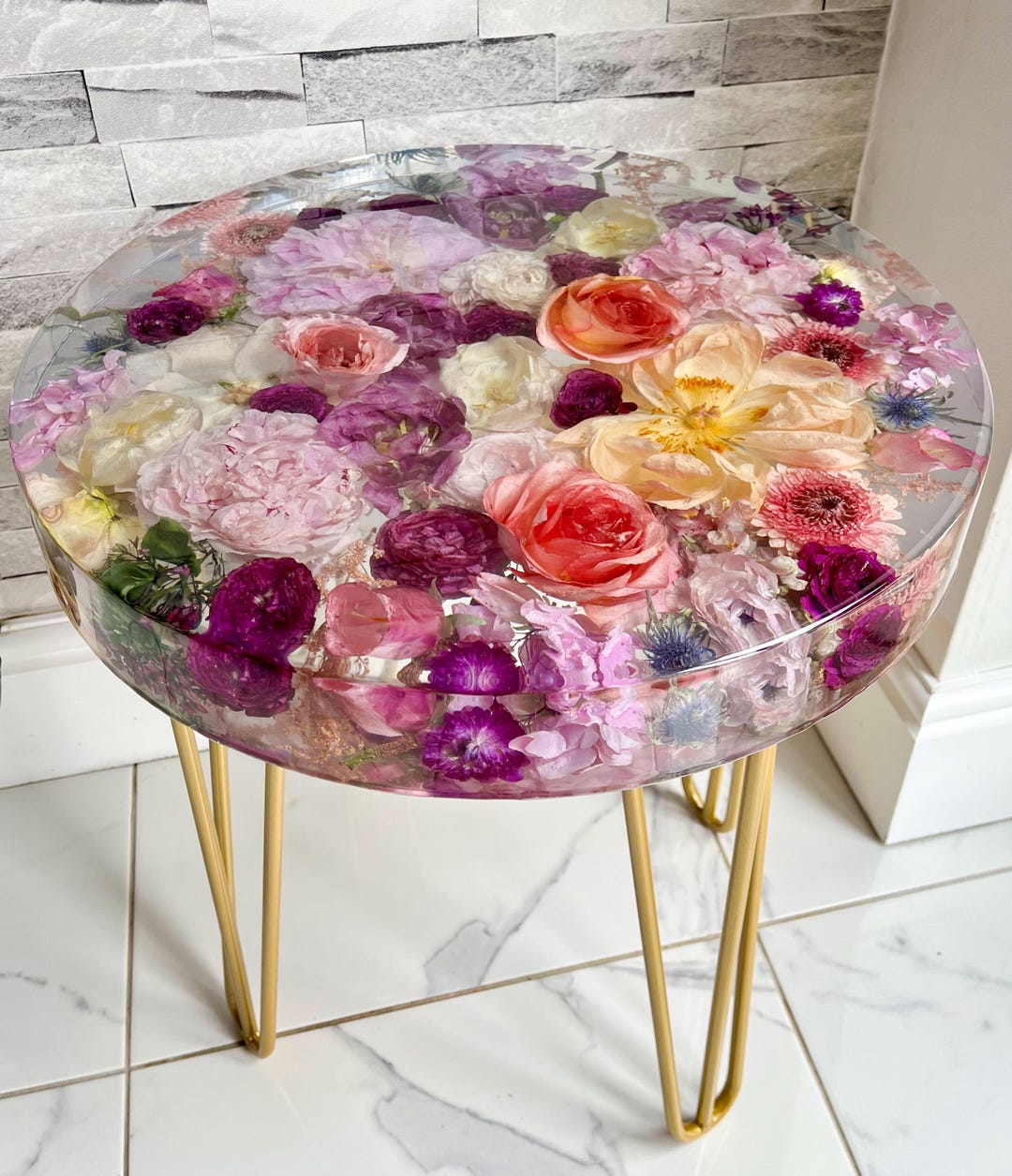 Resin Flower Side Table | Wedding Bouquet Preservation Table | Custom ...