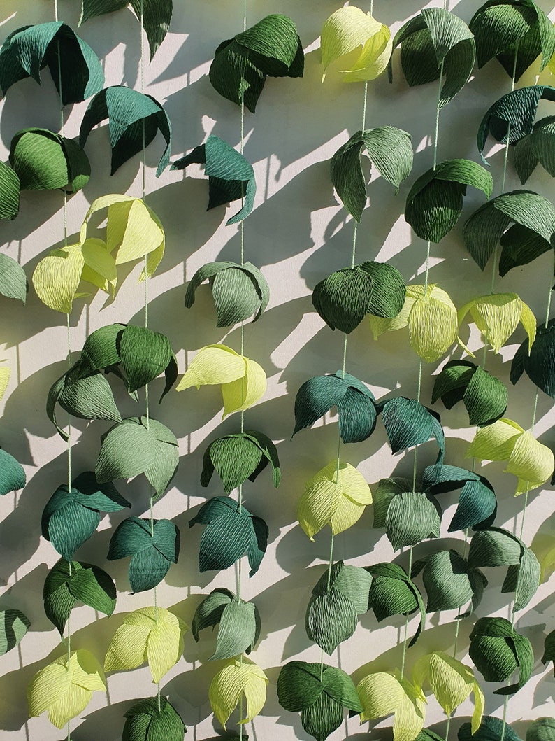 Handmade Crepe Paper Leaf Garland, Green Wall Decor, 10 Strands - Etsy