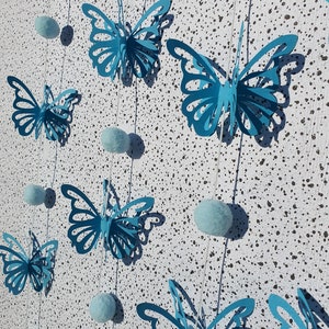 Paper Blue Butterfly Gаrland, Wall Art Décor, Nursery Decorations ...