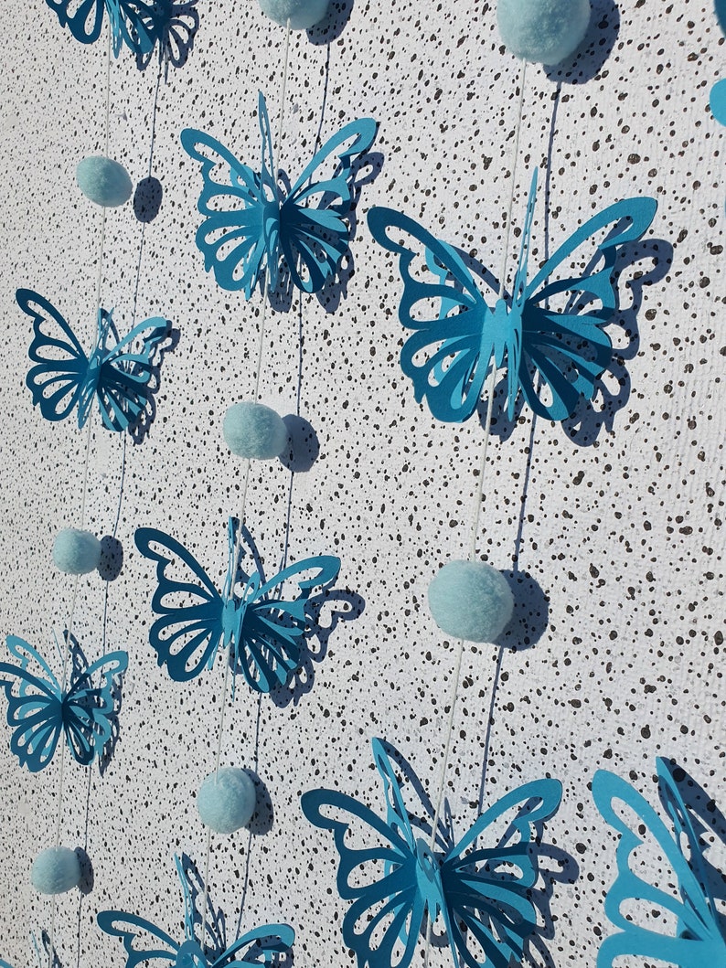 Paper Blue Butterfly Gаrland, Wall Art Décor, Nursery Decorations ...
