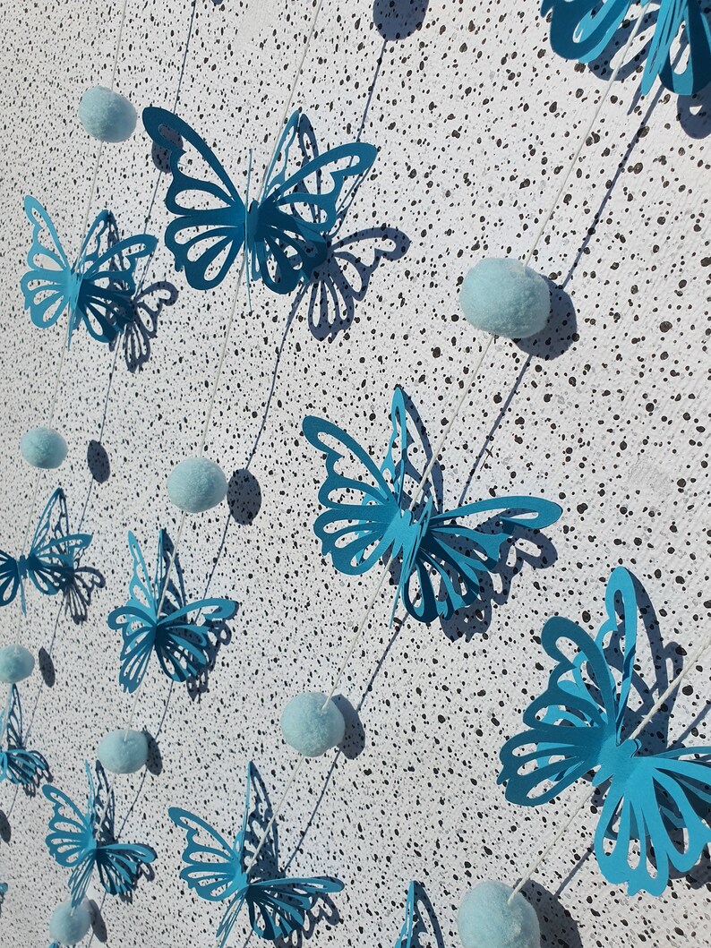 Paper Blue Butterfly Gаrland, Wall Art Décor, Nursery Decorations ...