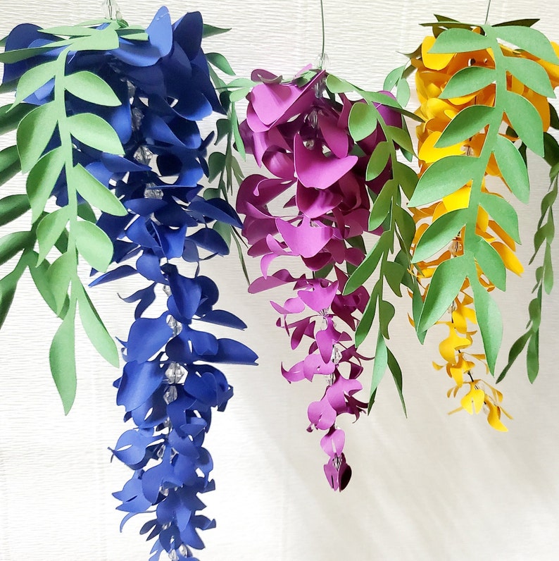 Paper Blue Wisteria Tree, White Chinese, Hanging Pink, Red Garland ...