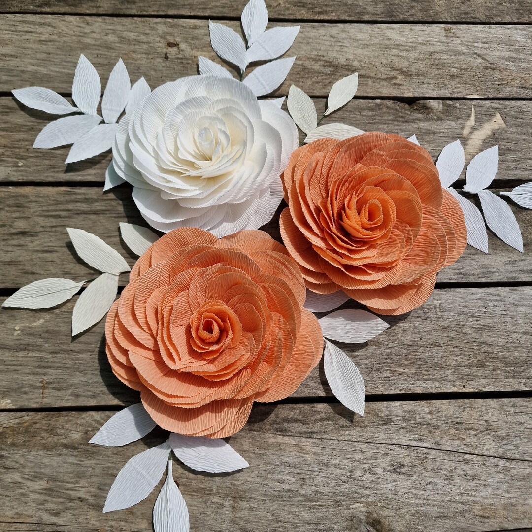 3 Paper Roses Background, Baby Party Decoration, Children's Room Wall ...