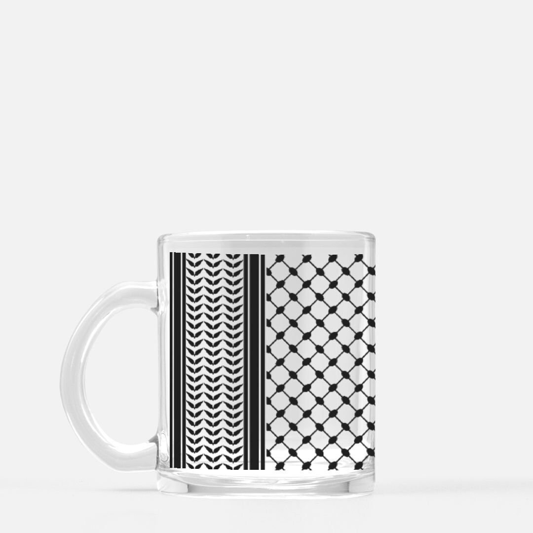 Palestinian Keffiyeh Glass Mug Transparent Coffee Cup: Clear Cup See ...