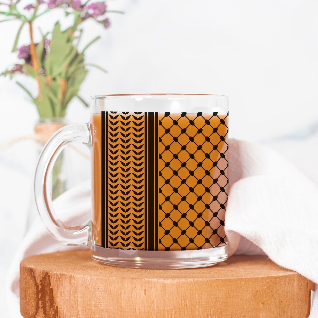 Palestinian Keffiyeh Glass Mug Transparent Coffee Cup: Clear Cup See ...