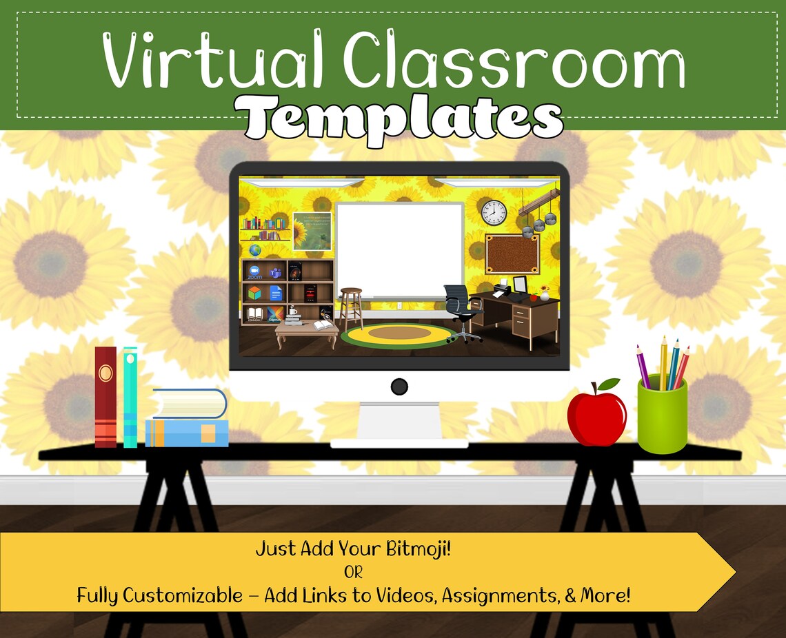 Virtual Classroom Sunflower Theme Distance Learning Education Student ...