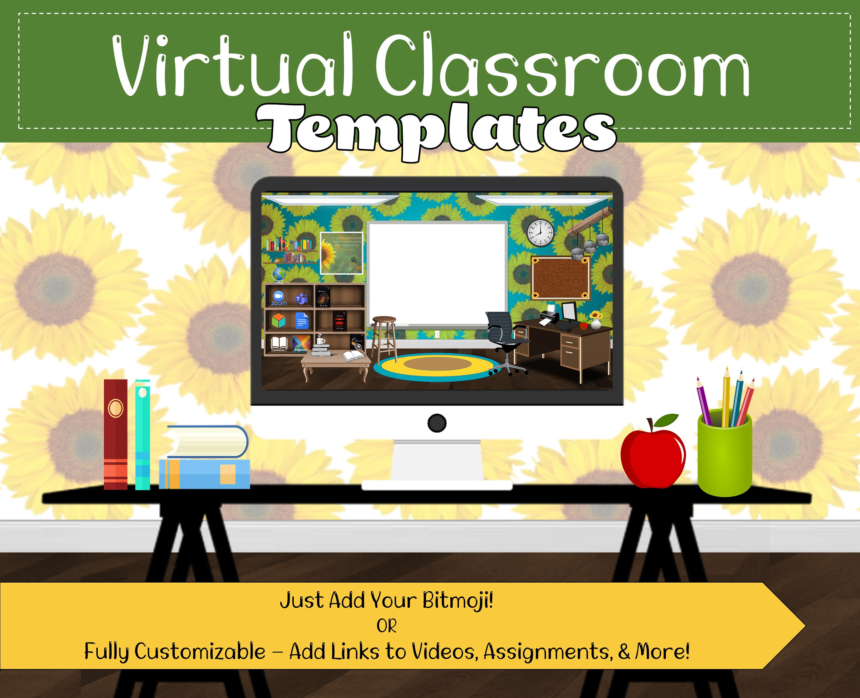 Virtual Classroom Sunflower Theme | Distance Learning | Education ...