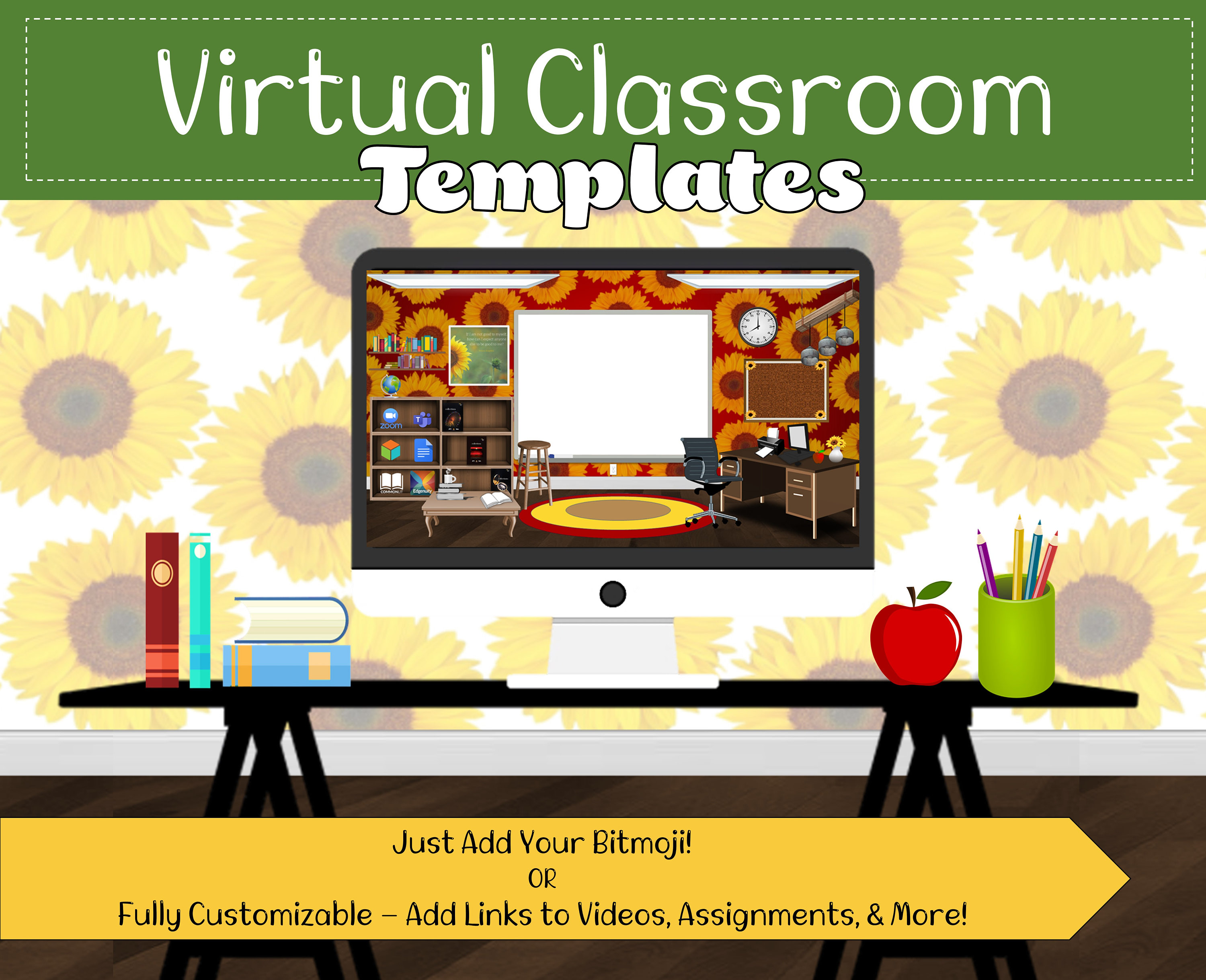 Virtual Classroom Sunflower Theme | Distance Learning | Education ...