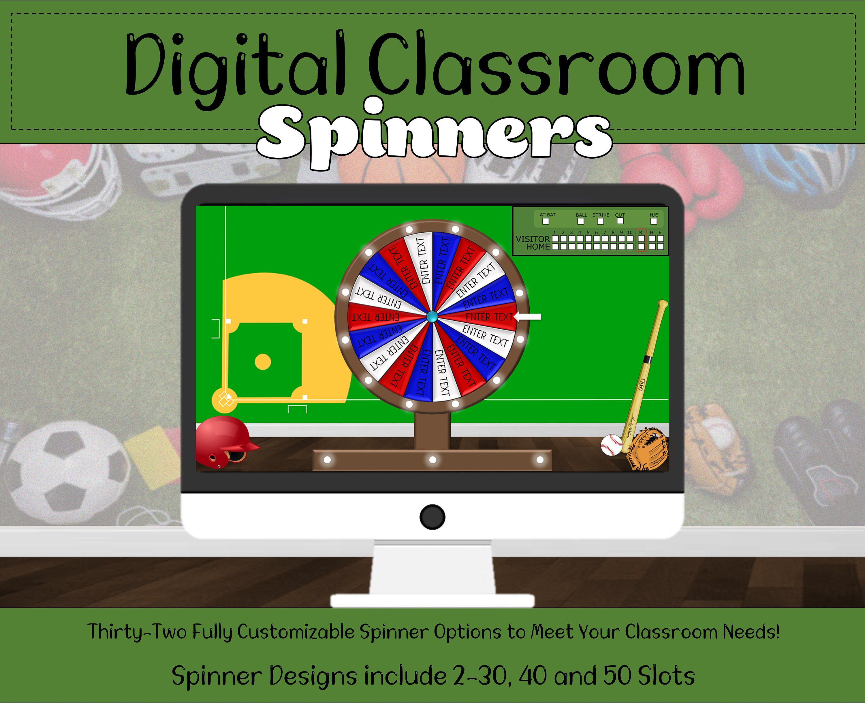 32 Digital Spinners Sports Theme Class Management Education Student ...