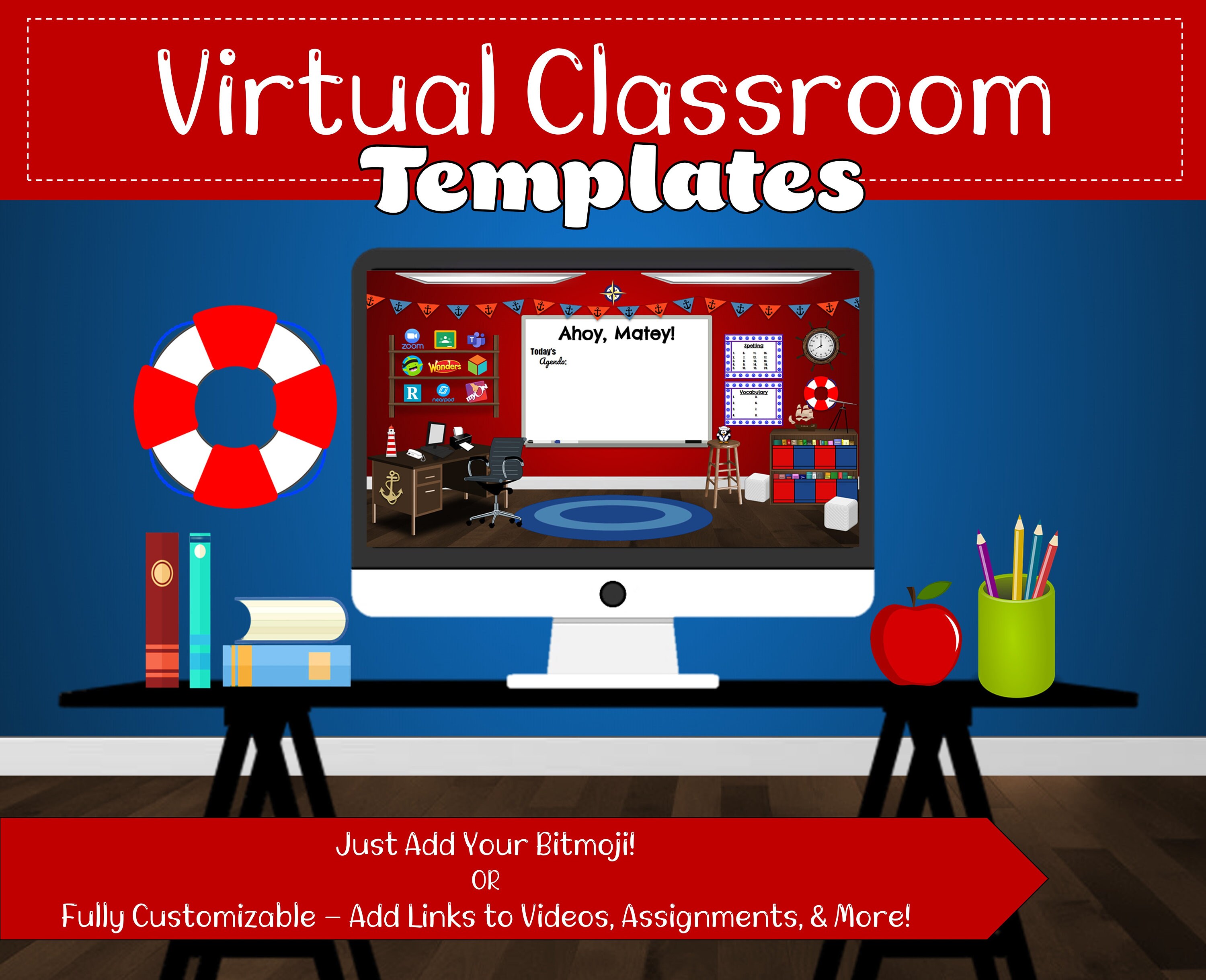 Virtual Classroom Nautical Theme | Distance Learning | Education ...