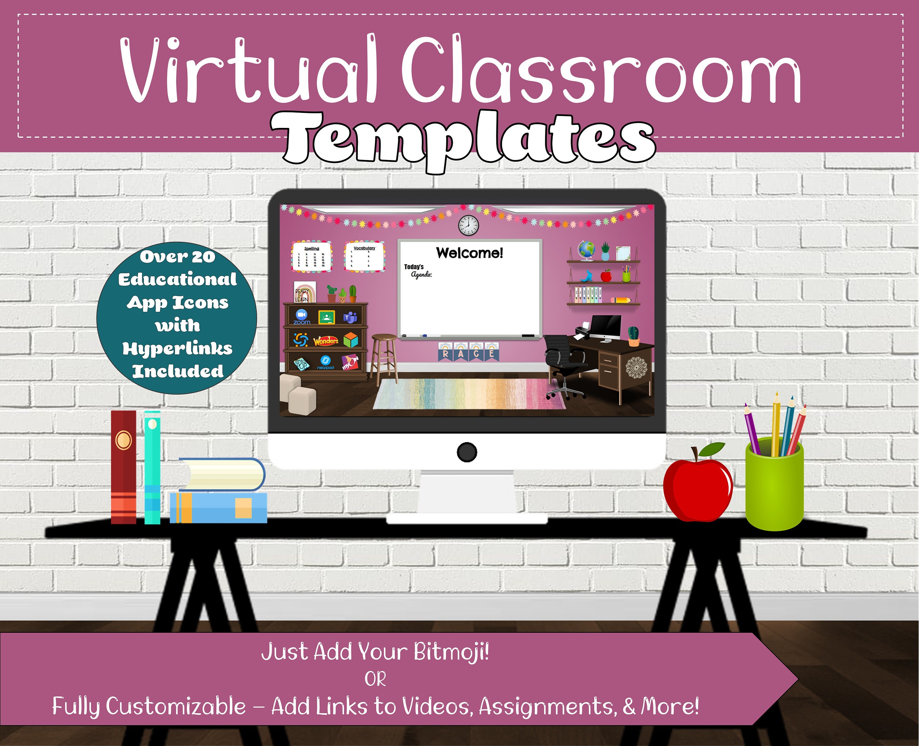 Virtual Classroom Boho Rainbow Theme | Distance Learning | Education ...