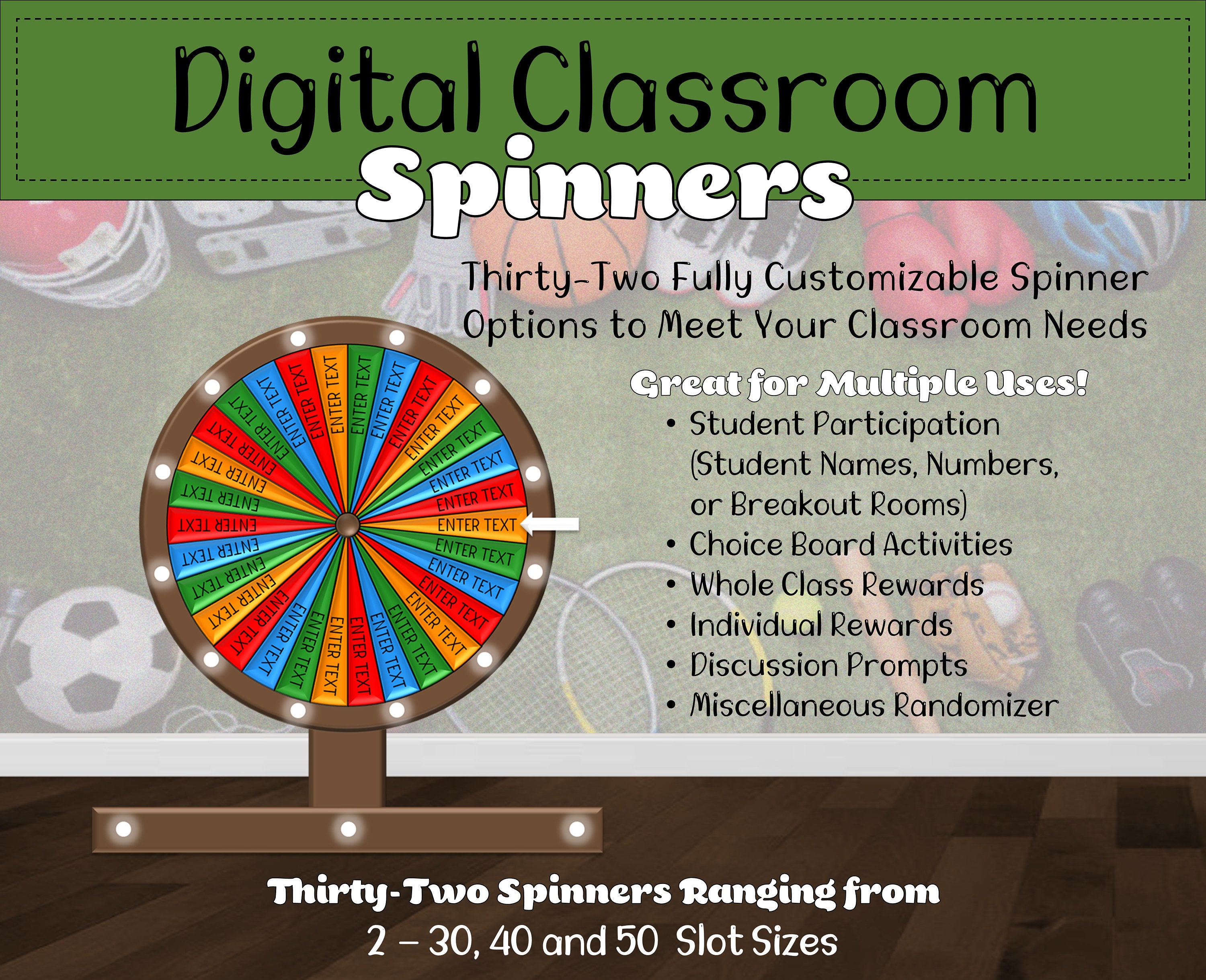 32 Digital Spinners Sports Theme Class Management Education Student ...