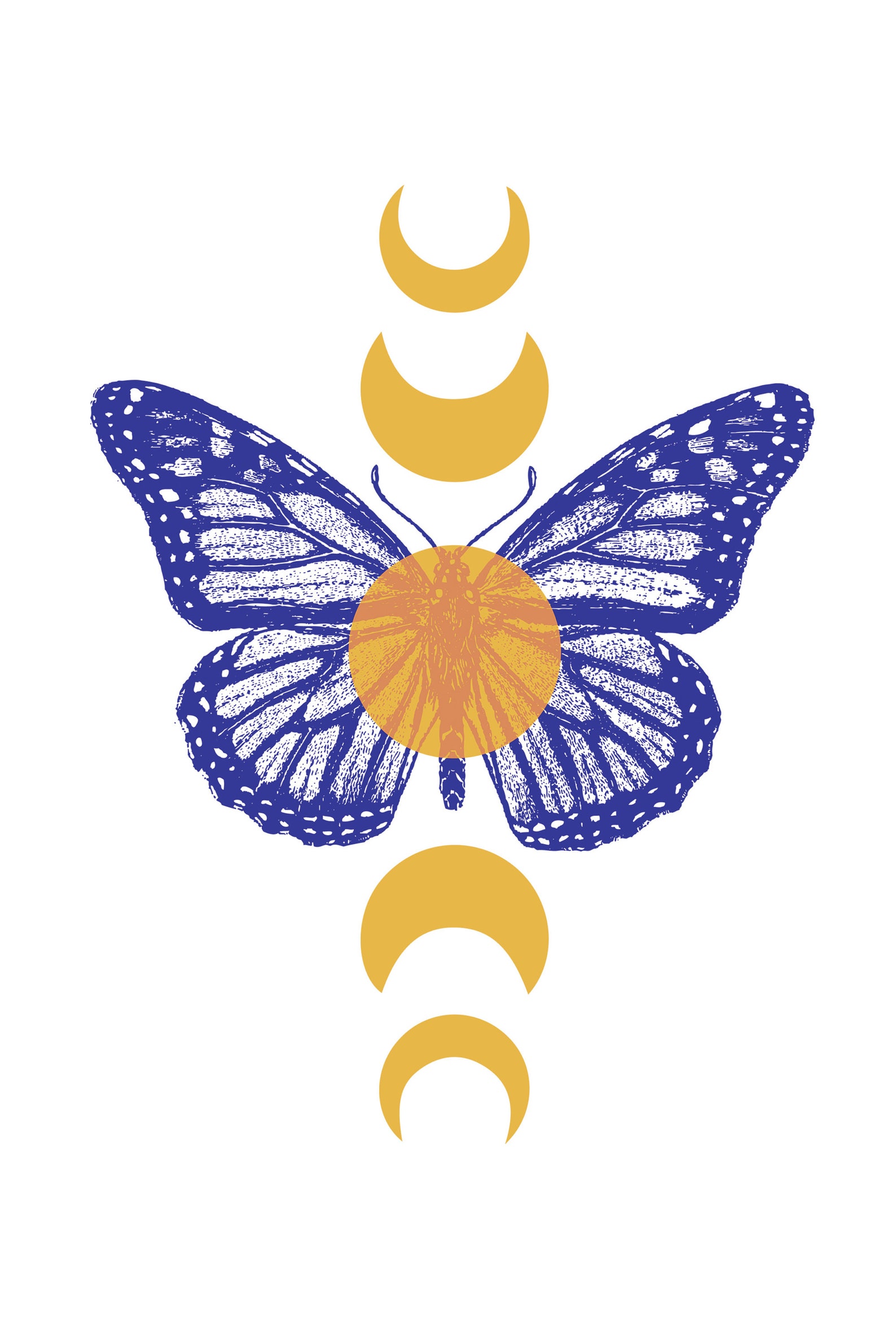 Butterfly Moon Print - Etsy